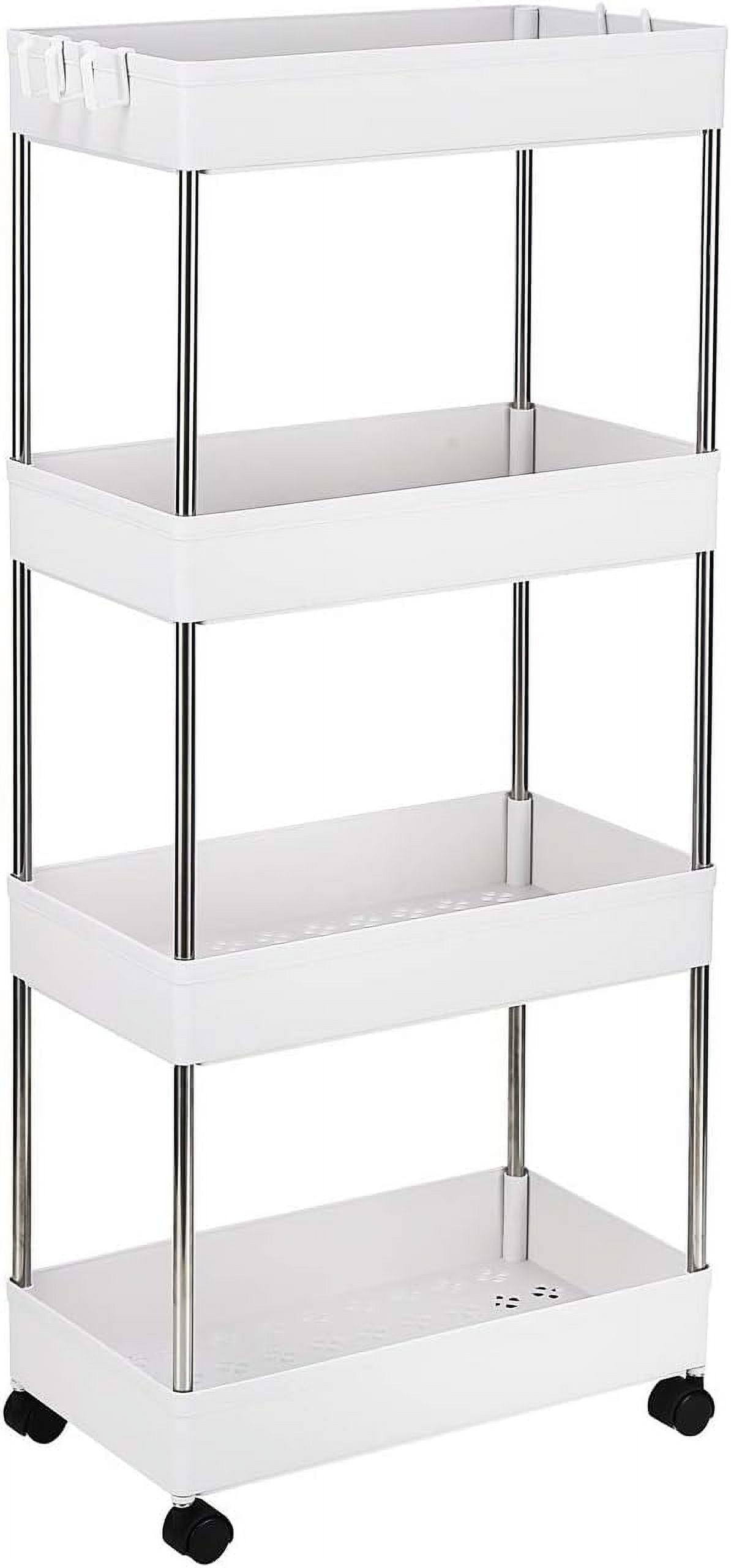 QuellQuest 4 Tier Storage Cart Mobile Shelving Unit Organizer Utility ...