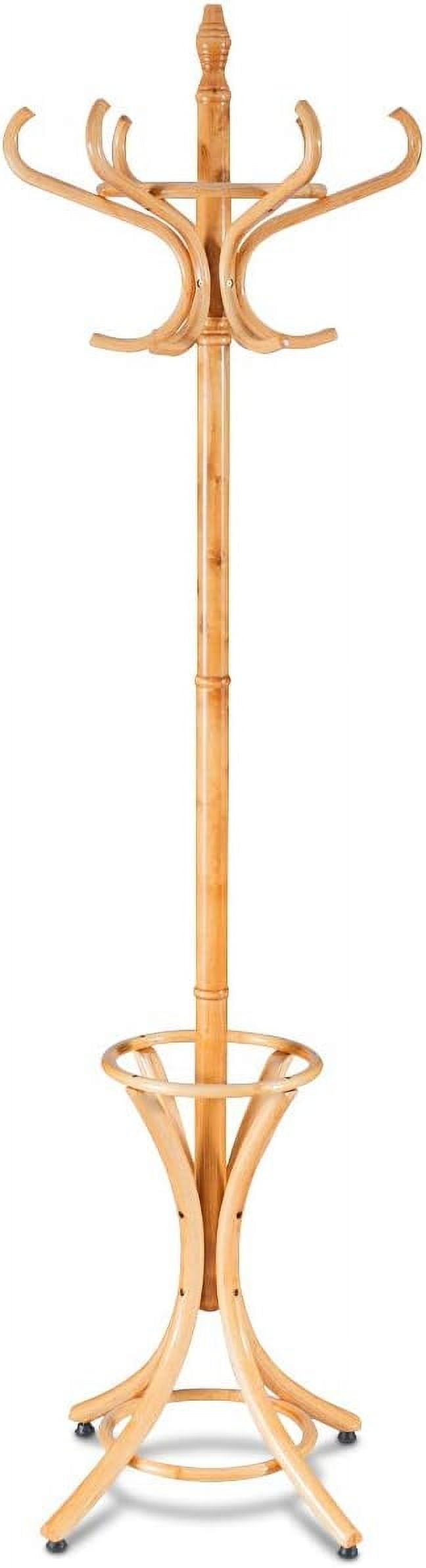 QuellQuest 75.5" Standing Coat Rack, Wood Coat Tree with 12 Hooks, Home ...