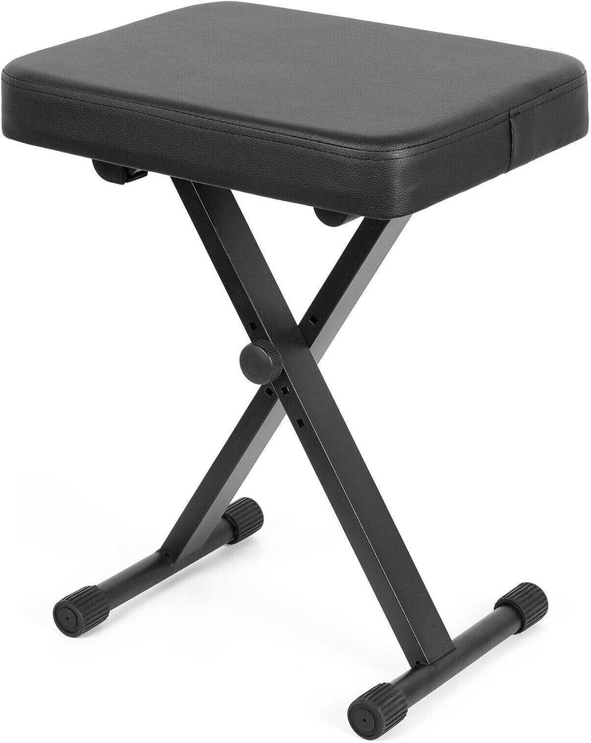 QuellQuest Black Adjustable Piano Keyboard Bench Leather Padded Seat ...