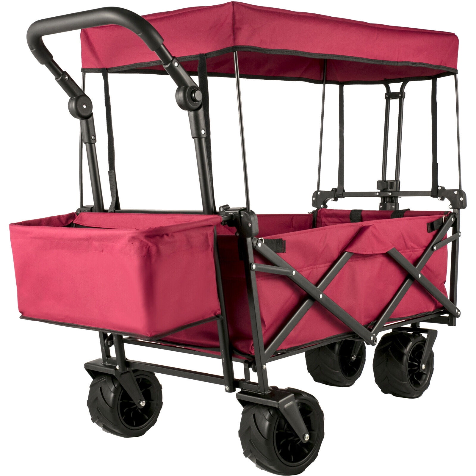 QuellQuest Collapsible Wagon with Canopy, 220lbs Foldable Wagon, Beach ...
