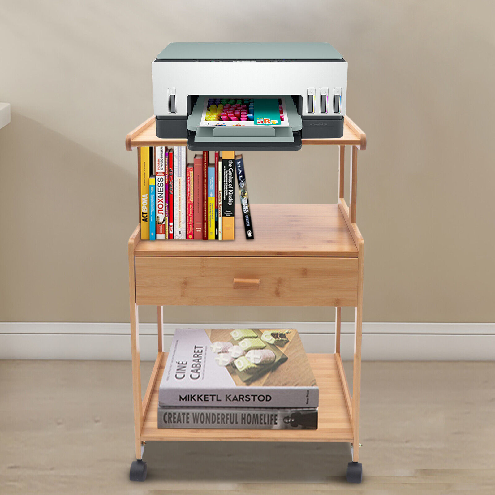 QuellQuest File Cabinet Mobile Filing Cabinet Printer Stand Shelf ...