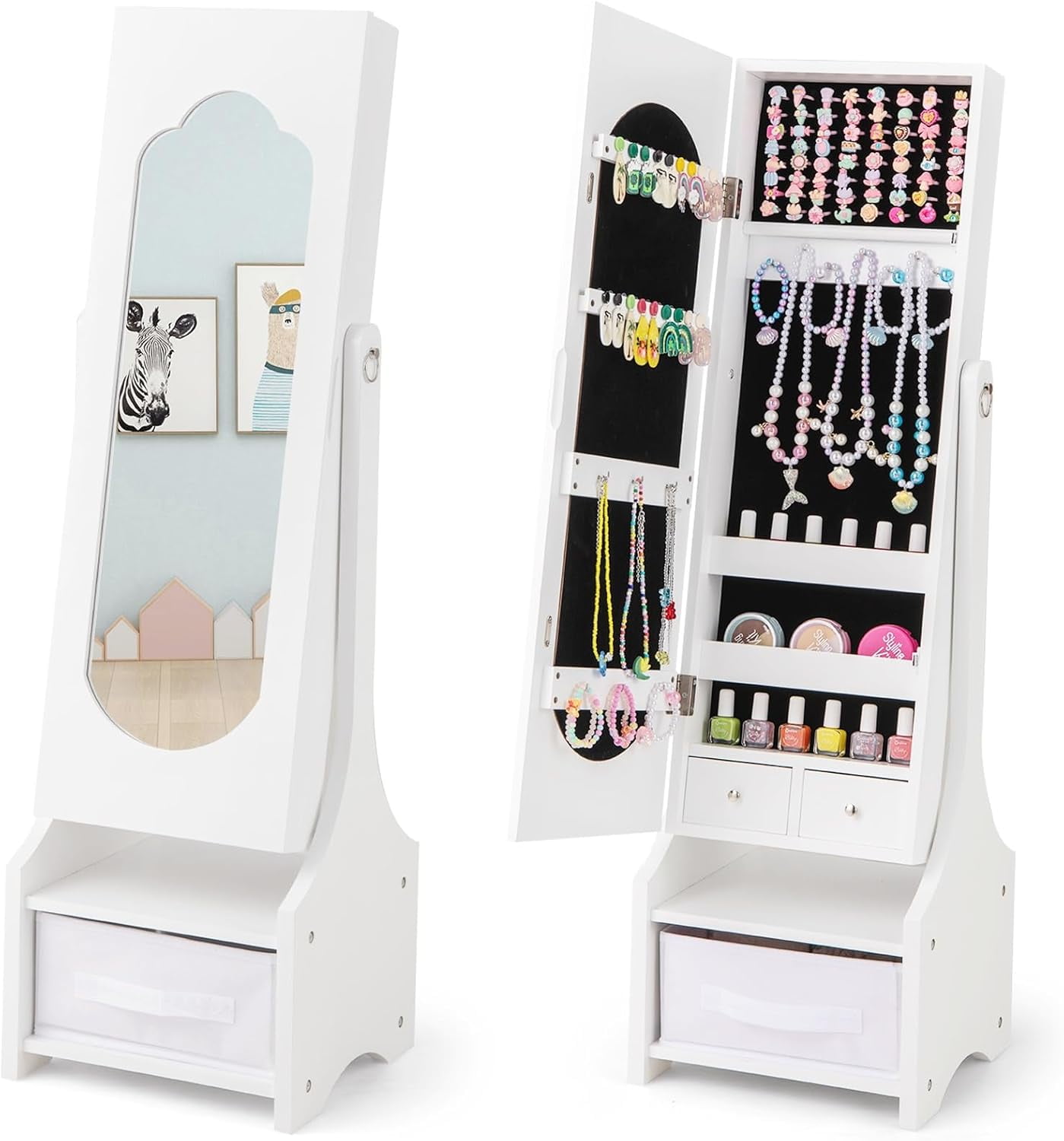 QuellQuest Kids Mirror Jewelry Armoire Cabinet - Standing jewelry ...