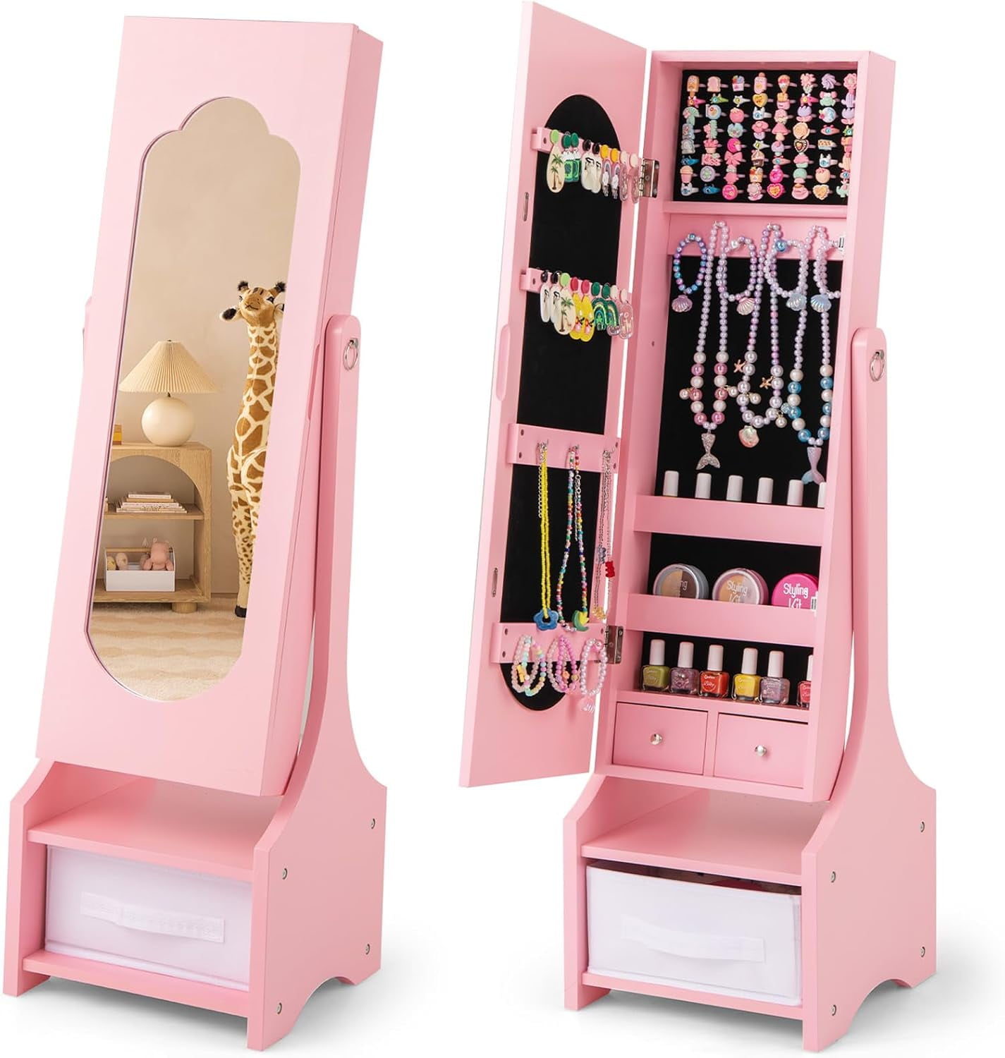 QuellQuest Kids Mirror Jewelry Armoire Cabinet - Standing jewelry ...