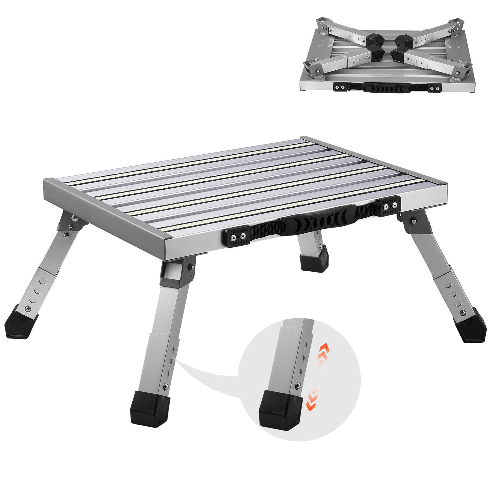 QuellQuest Large RV Step Stool, Adjustable Height Aluminum Folding ...