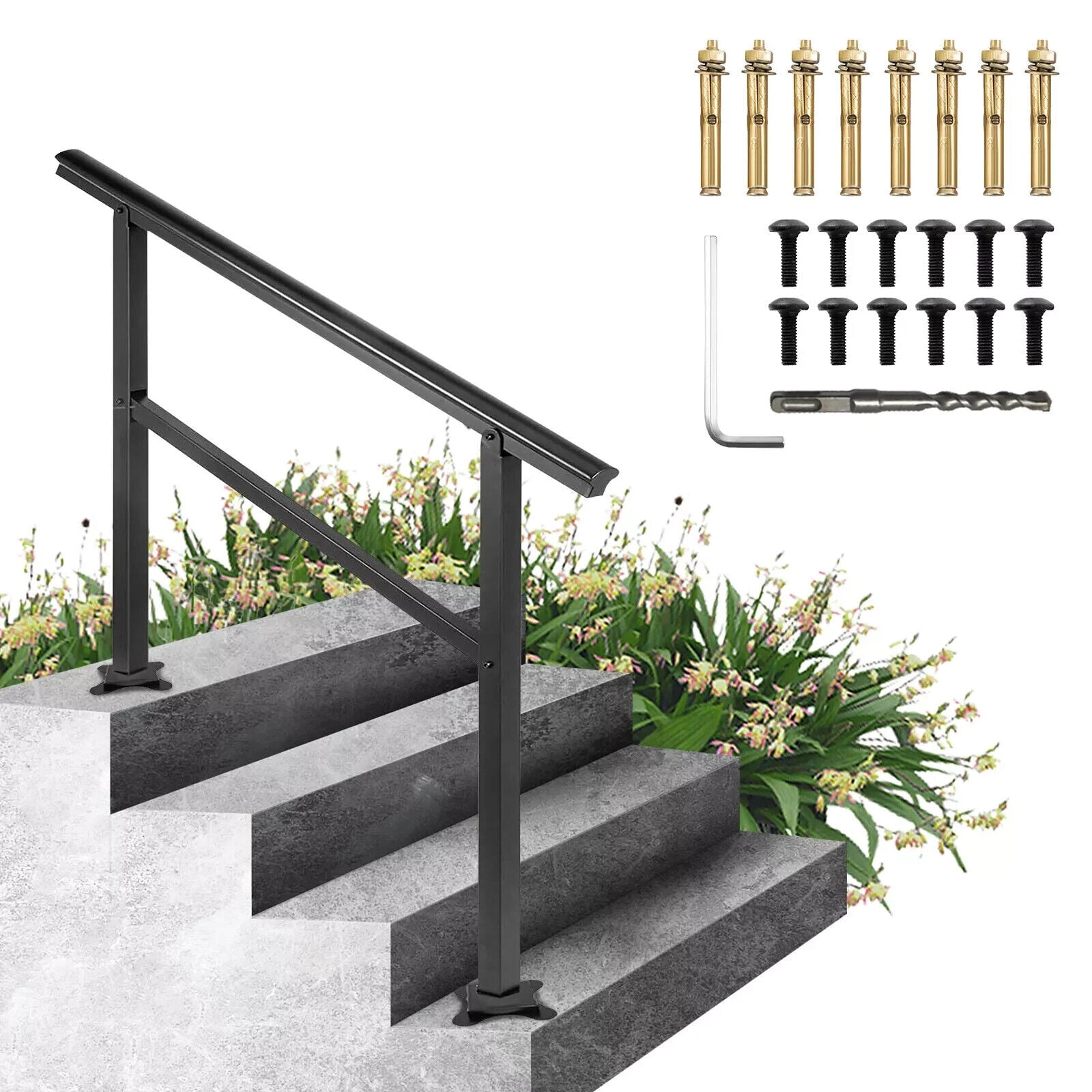 QuellQuest Outdoor Handrail, Step Stair Handrail, Fits 1 to 4 Steps ...