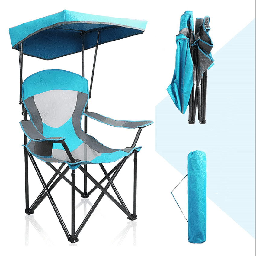 QuellQuest Oversized Folding Camping Chair with Retractable UPF 50 ...