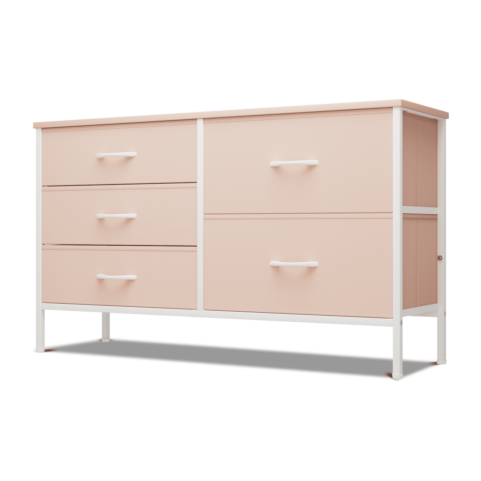 QuellQuest Pink Drawer Dresser Chest of Drawers Fabric Storage Cabinet ...