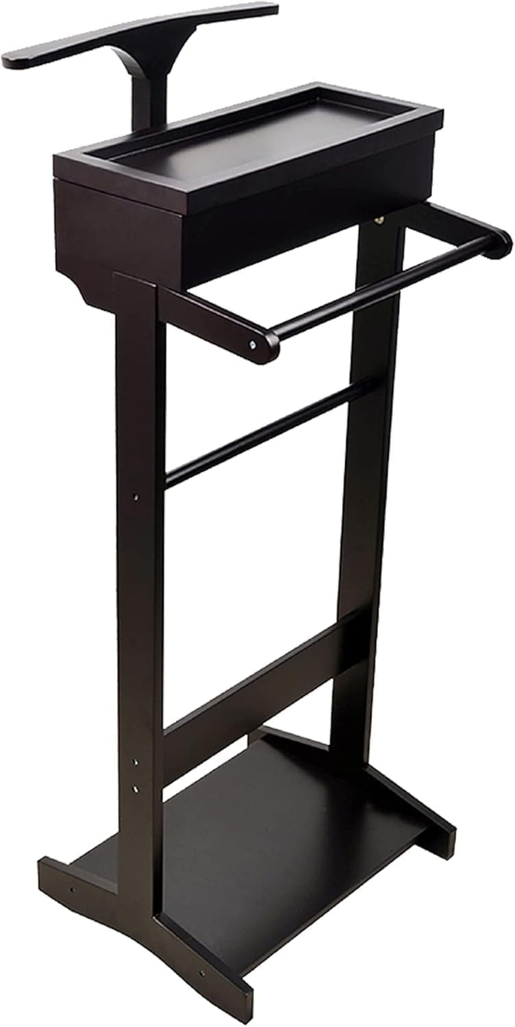 QuellQuest Portable Garment Rack, Wood Suit Valet Stand Clothes Rack ...
