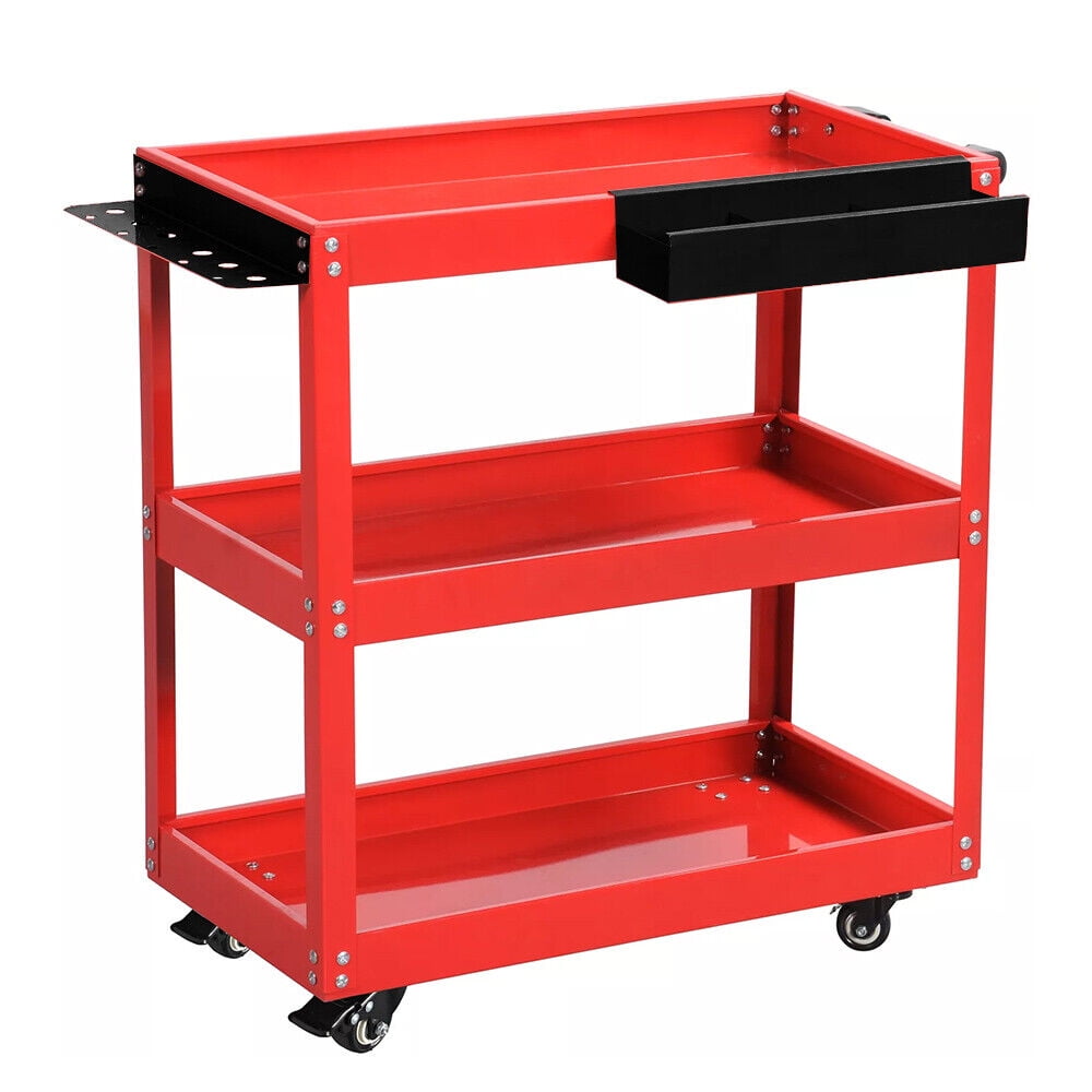 QuellQuest Steel Rolling Service Tool Cart with 3 Tires , Heavy Duty ...