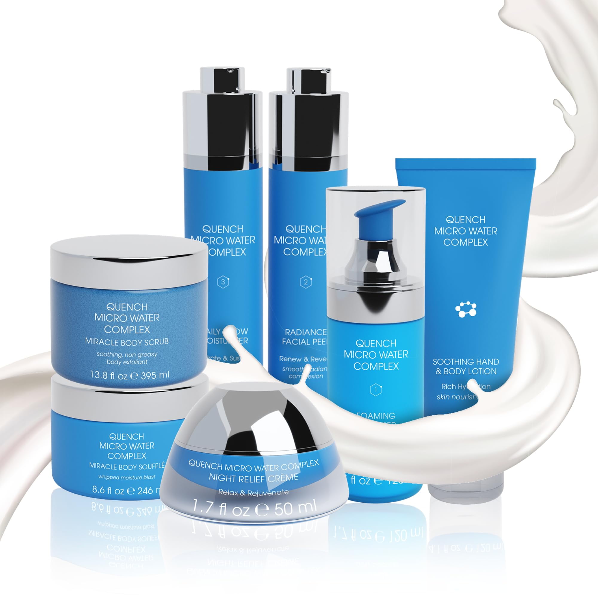 Quench 7 Piece Skincare Set - Japanese Onsen Volcanic Hydration and Anti Aging Skin Care Set ...