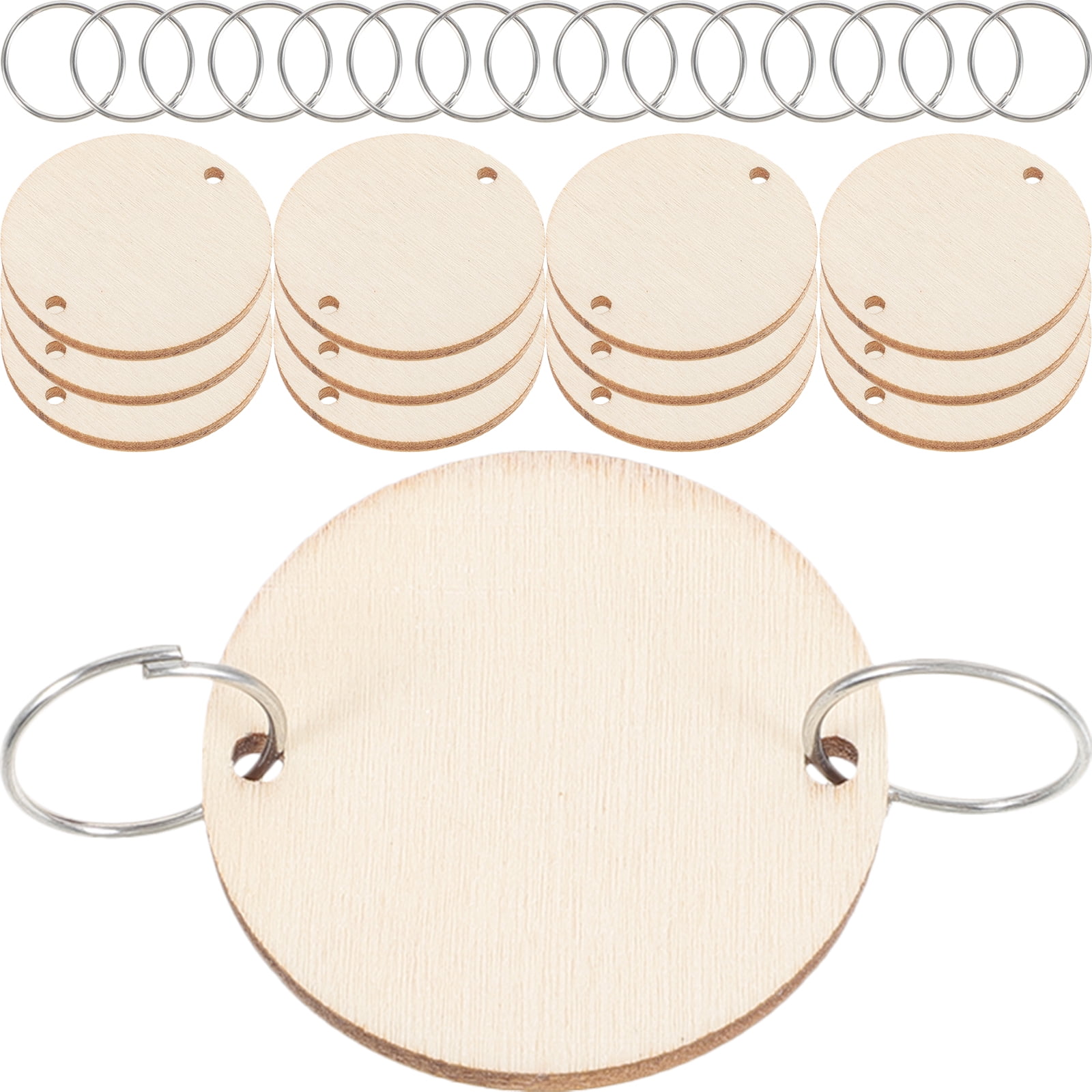 Quentinu 50pcs Round Wooden Slices With 50 Iron Loops Set For Birthday ...