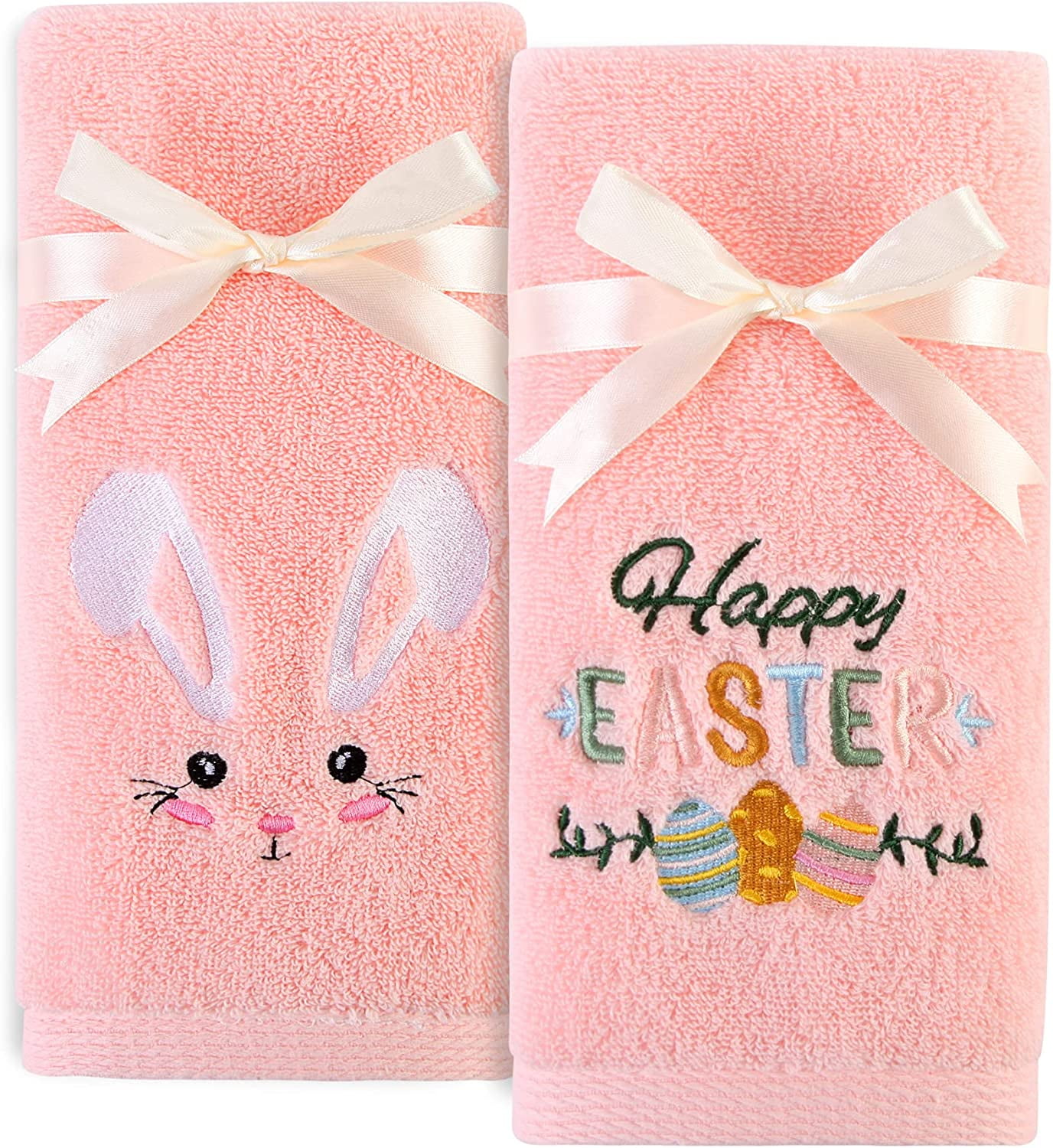 Quera 2 Pack Easter Hand Towels 100% Cotton Embroidered Premium Luxury ...