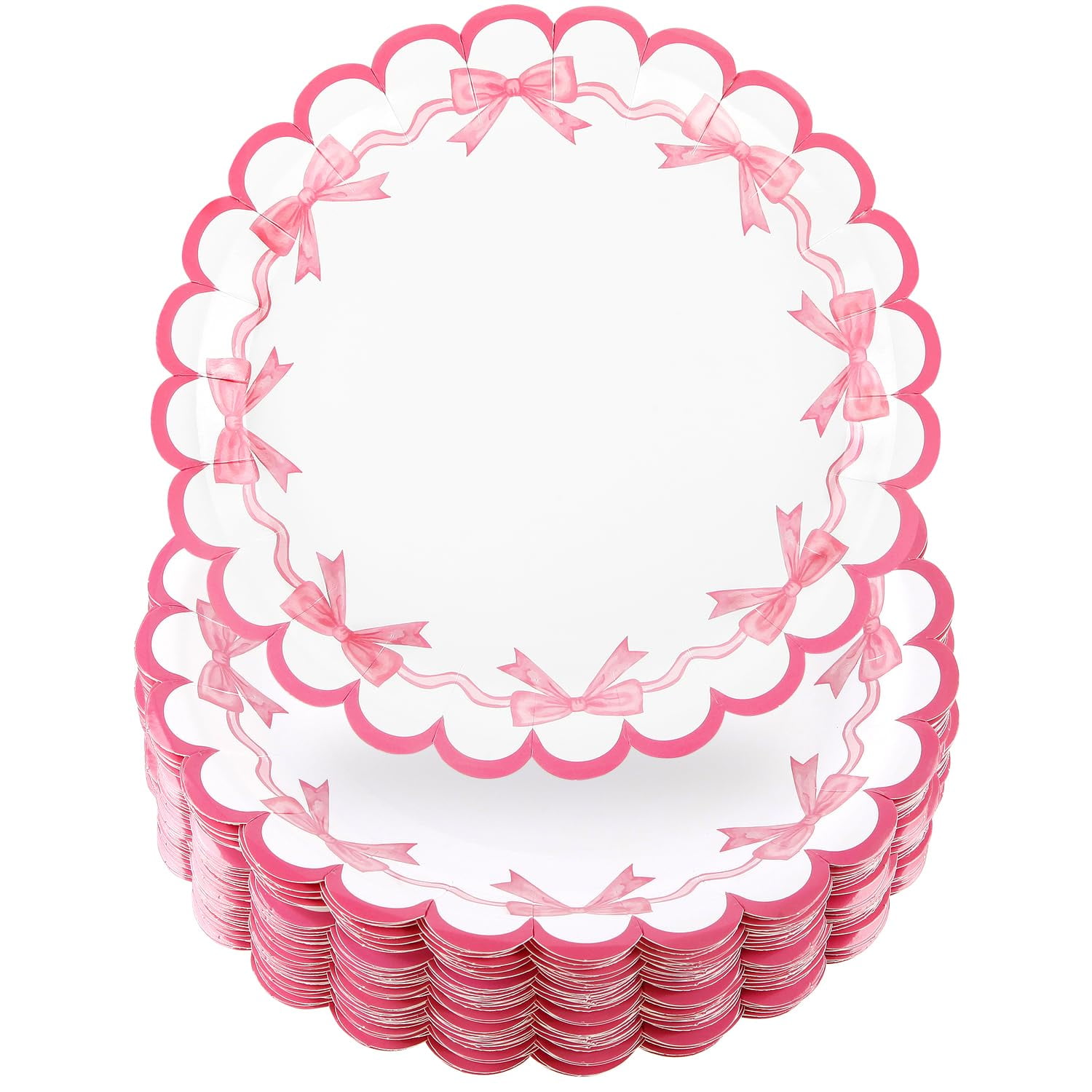 Quera 40Pcs Pink Bow Paper Plate AFN19'' Disposable Dessert Plate for ...