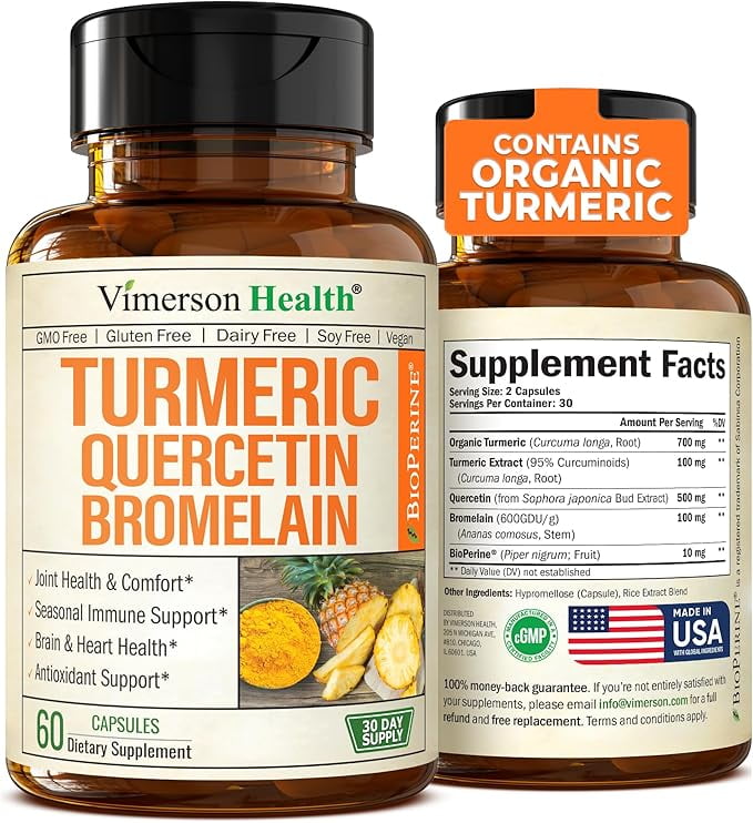 Quercetin with Bromelain Turmeric Supplement - Quercetin 500mg Capsules ...