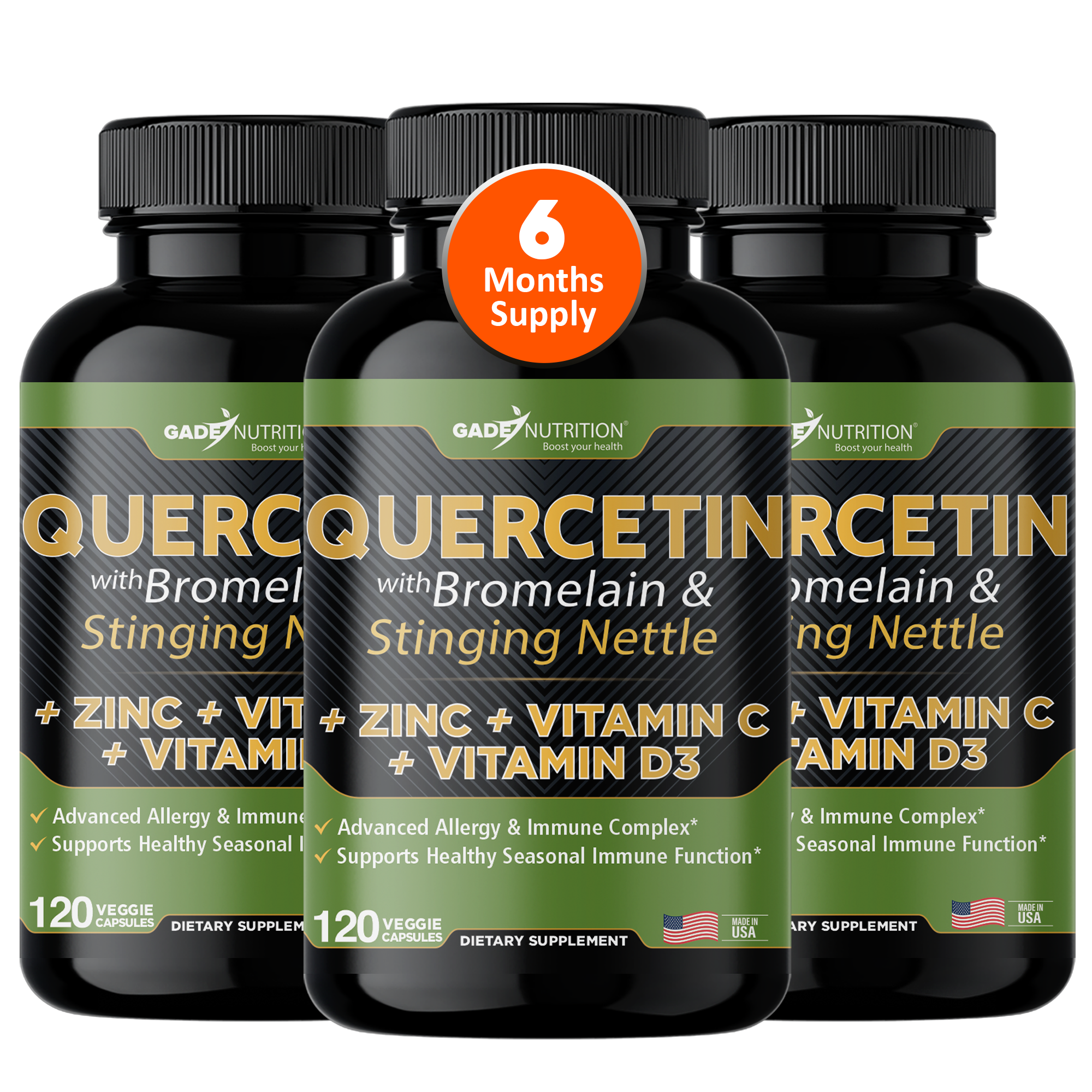 Quercetin with Vitamin C and Zinc - Nettle Quercetin - Quercetin 500mg ...