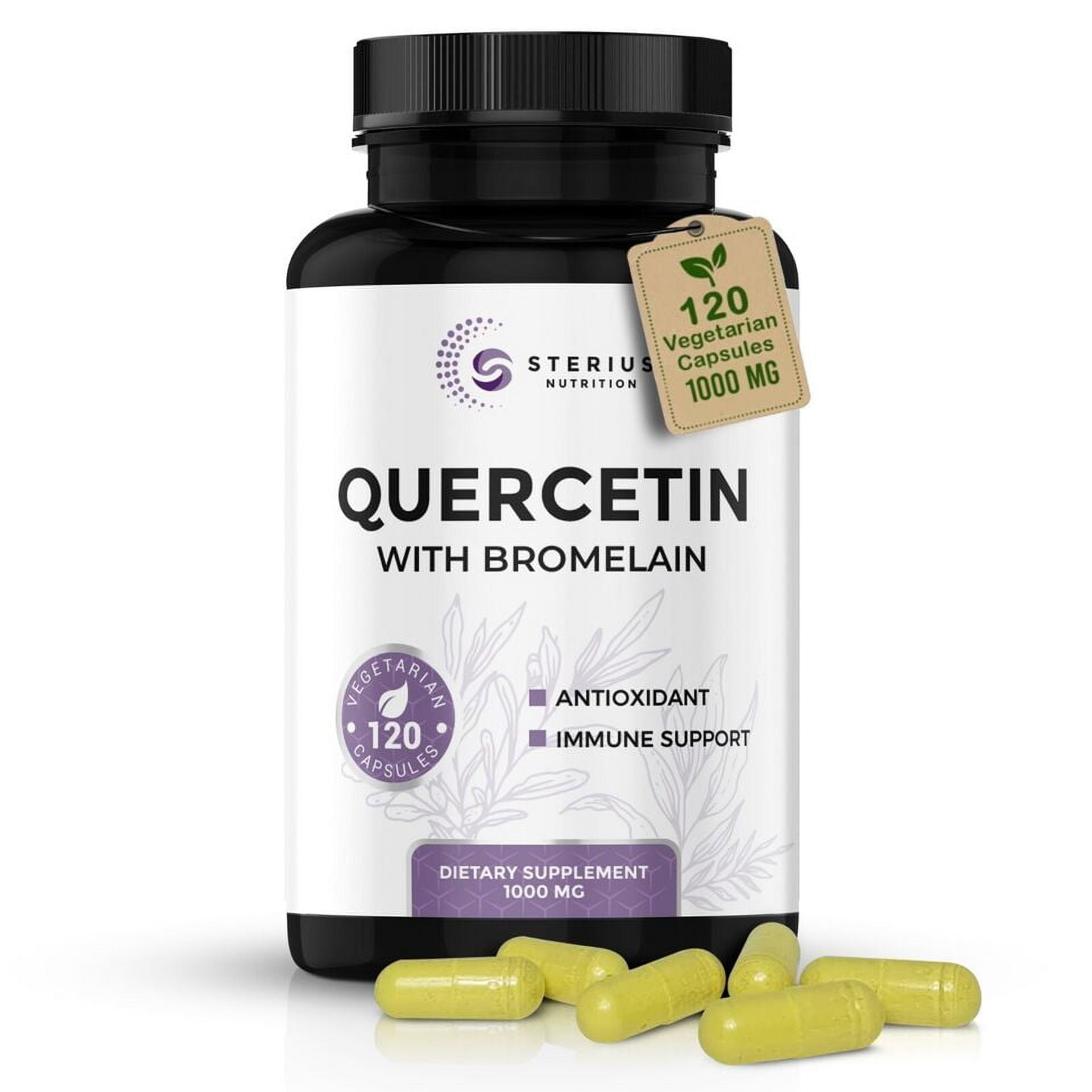 Quercetin with Bromelain 1000mg per Serving, 120 Vegetarian Capsules ...