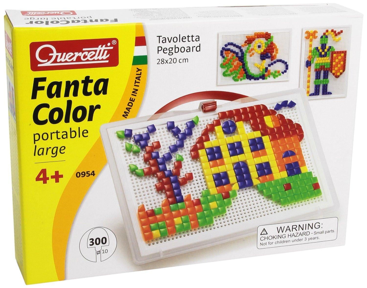 Quercetti Fantacolor Portable Large - Mosaic Pegboard with 300 Pegs (Made in Italy) - Walmart.com
