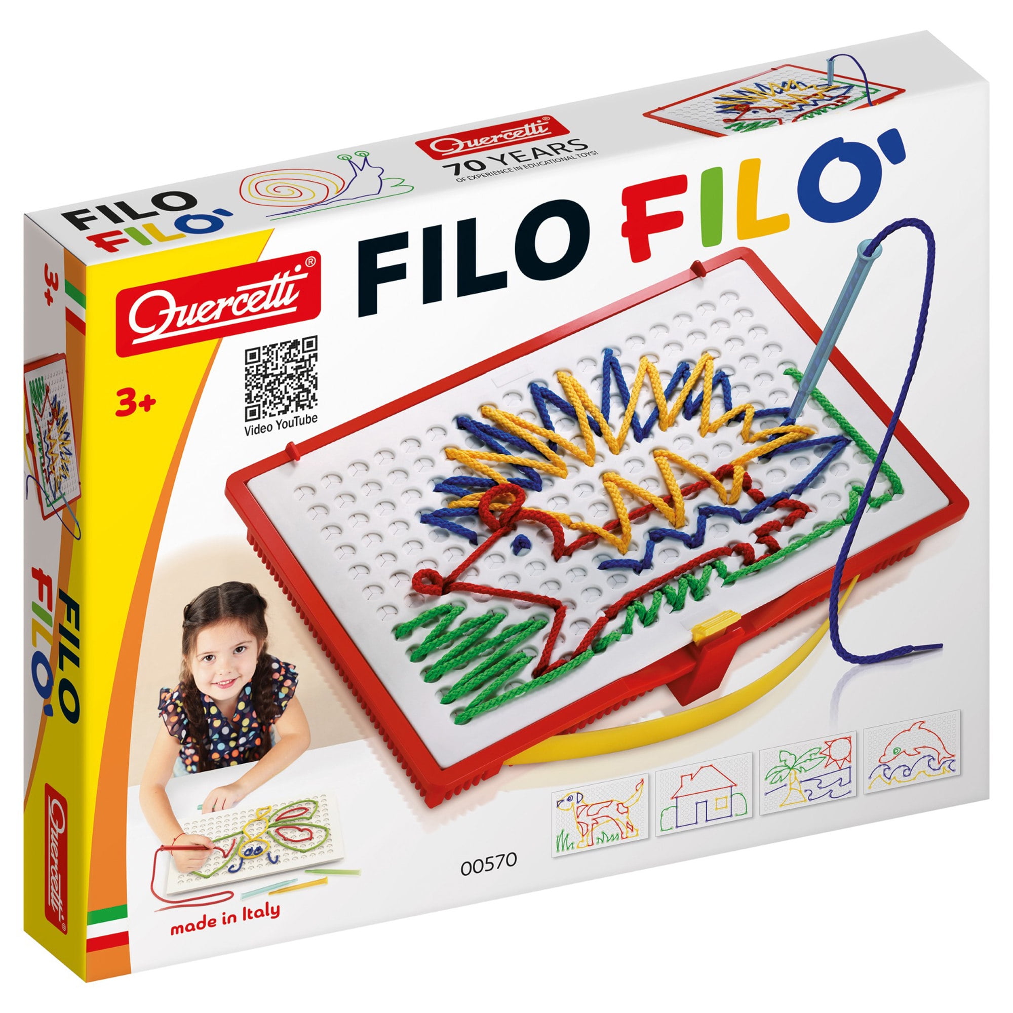 Quercetti: Filo Filo - Lacing Toy, 18 Pattern Templates, Create String ...