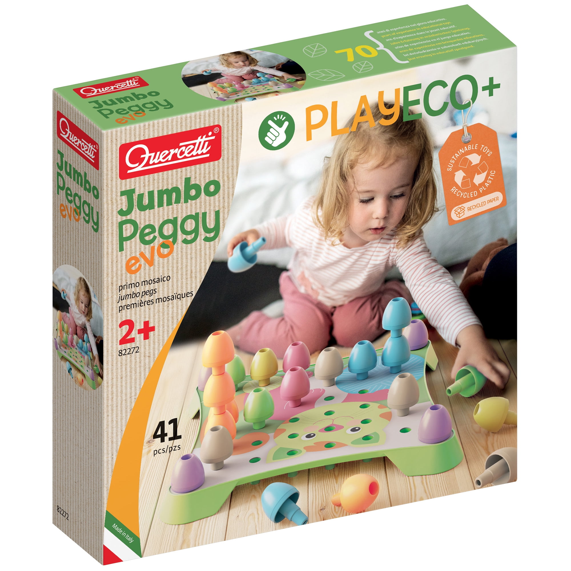 Quercetti PlayEco+ Jumbo Peggy Evo - Pegs & Cards for Preschool ...