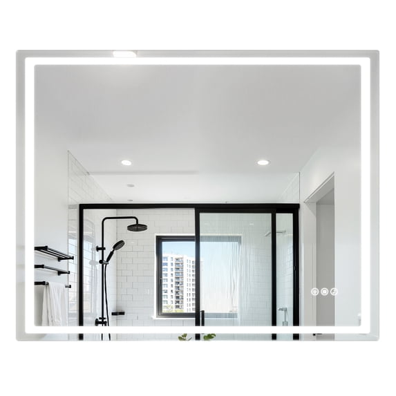 Queroig 40"x32" LED Bathroom Mirror, Wall Mounted Vanity Mirror with ...