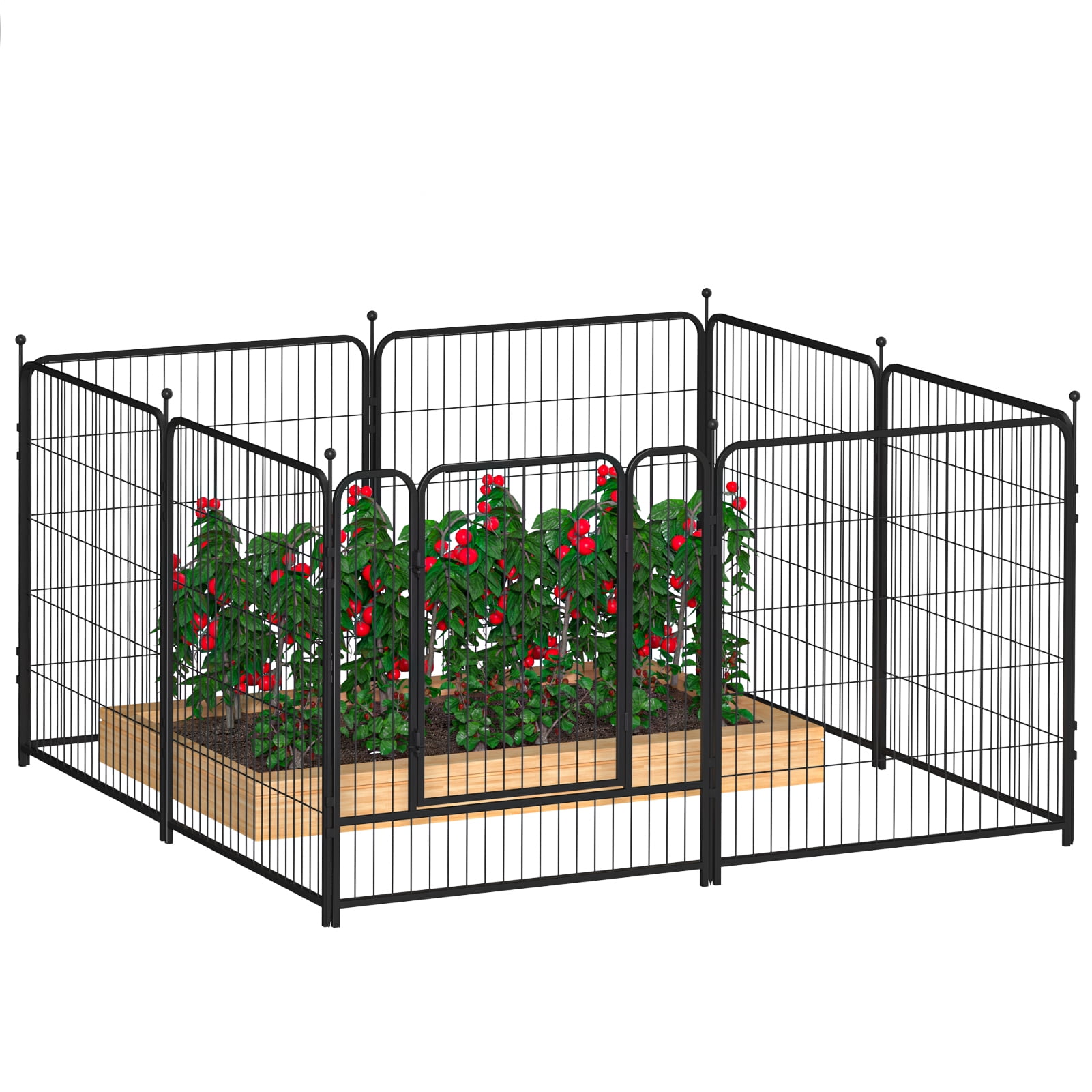 Queroig 40in x 23ft Garden Fence with Low Threshold Door, 8 Panels ...
