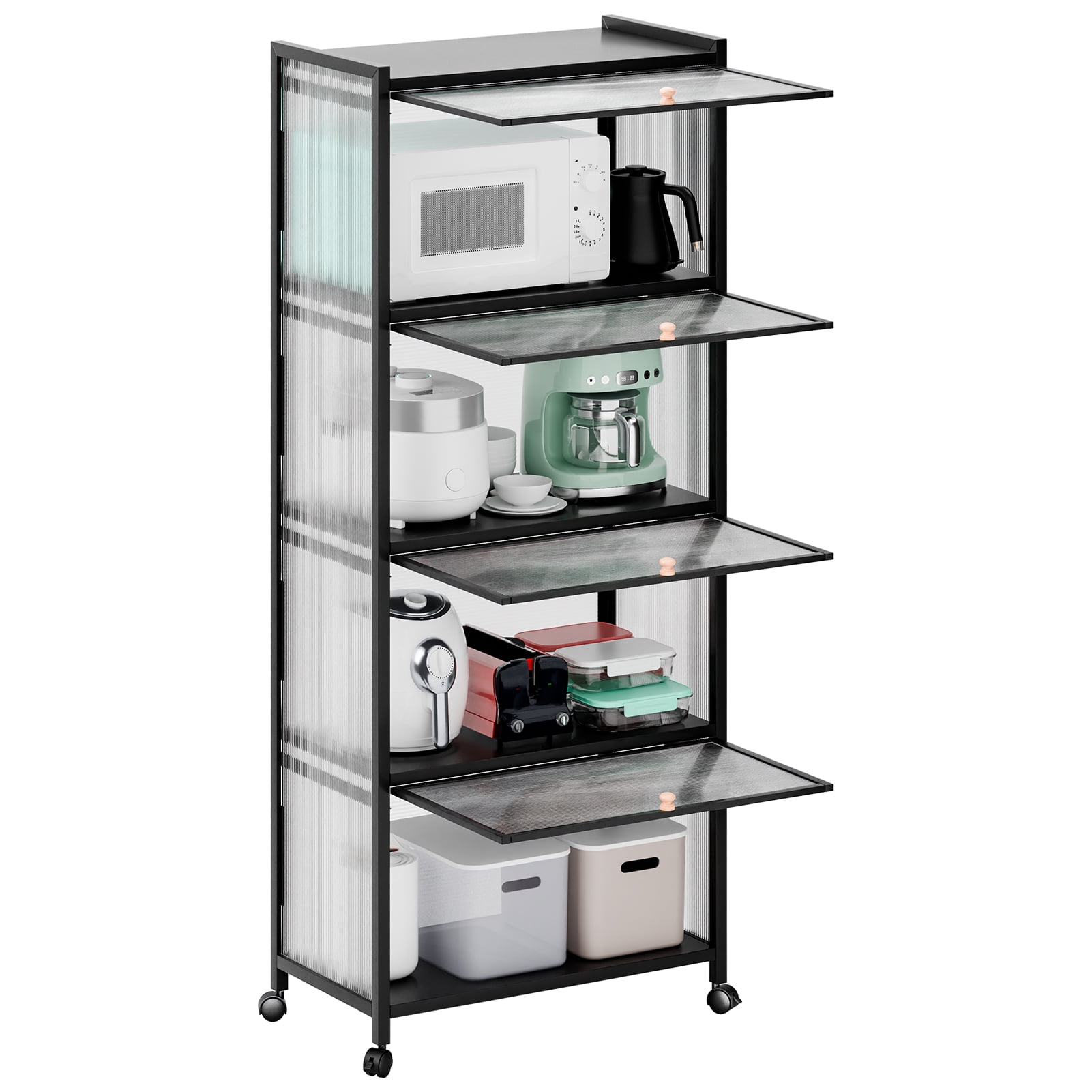Queroig 5 Tiers Pantry Storage Cabinet, Kitchen Bakers Rack with ...