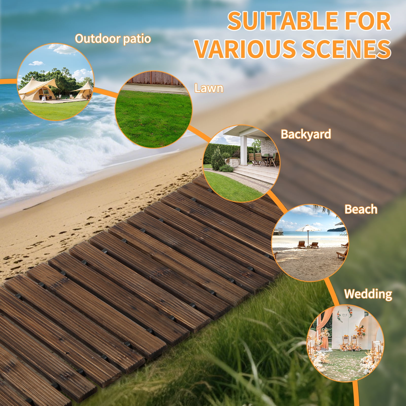 Queroig 8/12FT x 43cm Garden Pathway, Wooden Garden Pathway, Outdoor ...