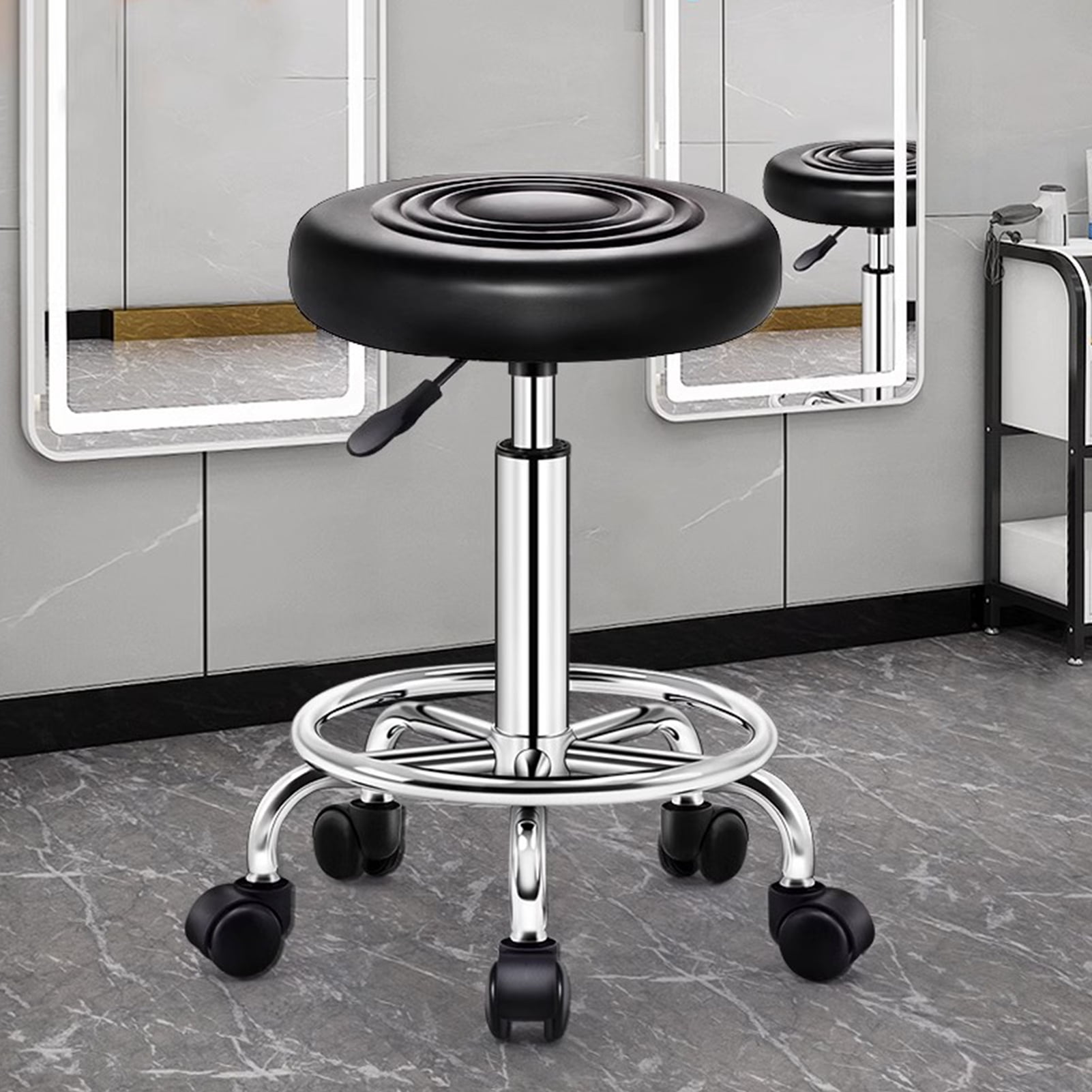 Queroig Beauty Stool, 360-degree Rotation Wheel Bar Stool, Height ...