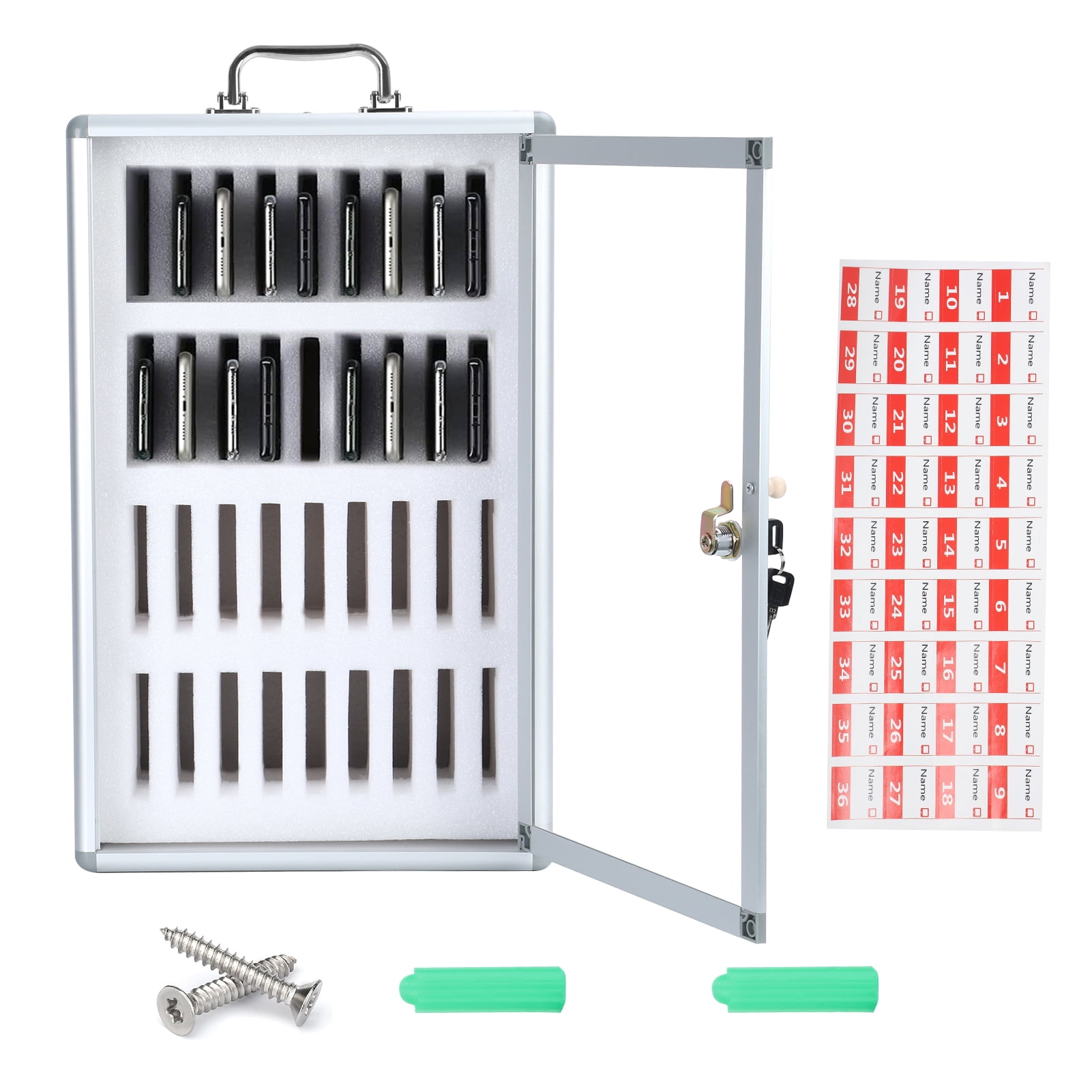 Queroig Cell Phone Locker, Aluminum Alloy Pocket Chart Storage Locker ...