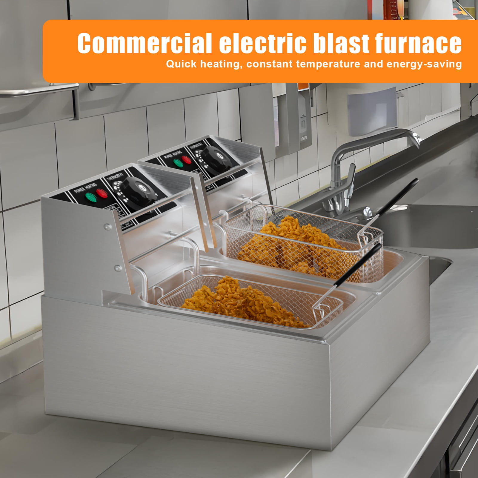 Queroig Electric Deep Fryer 5000W Dual Tank Commercial Deep Fryer ...