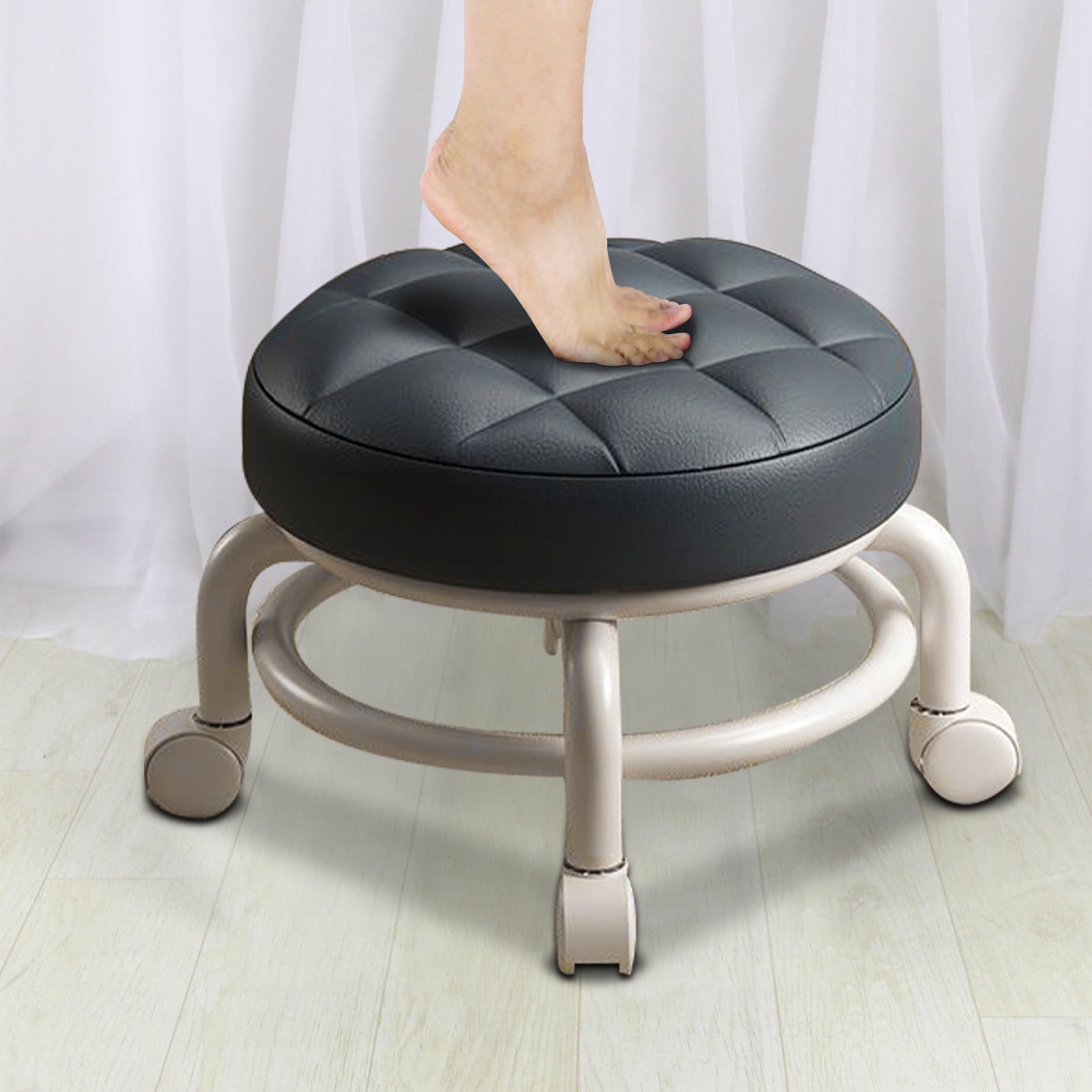 Queroig Heavy-Duty Shoe Stool Faux Leather Surface Sponge Filling Metal ...