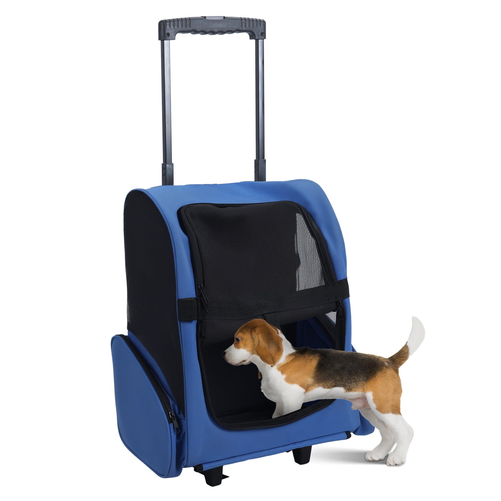 Queroig Rolling Pet Carrier, Pet Travel Backpack with Double Wheels ...