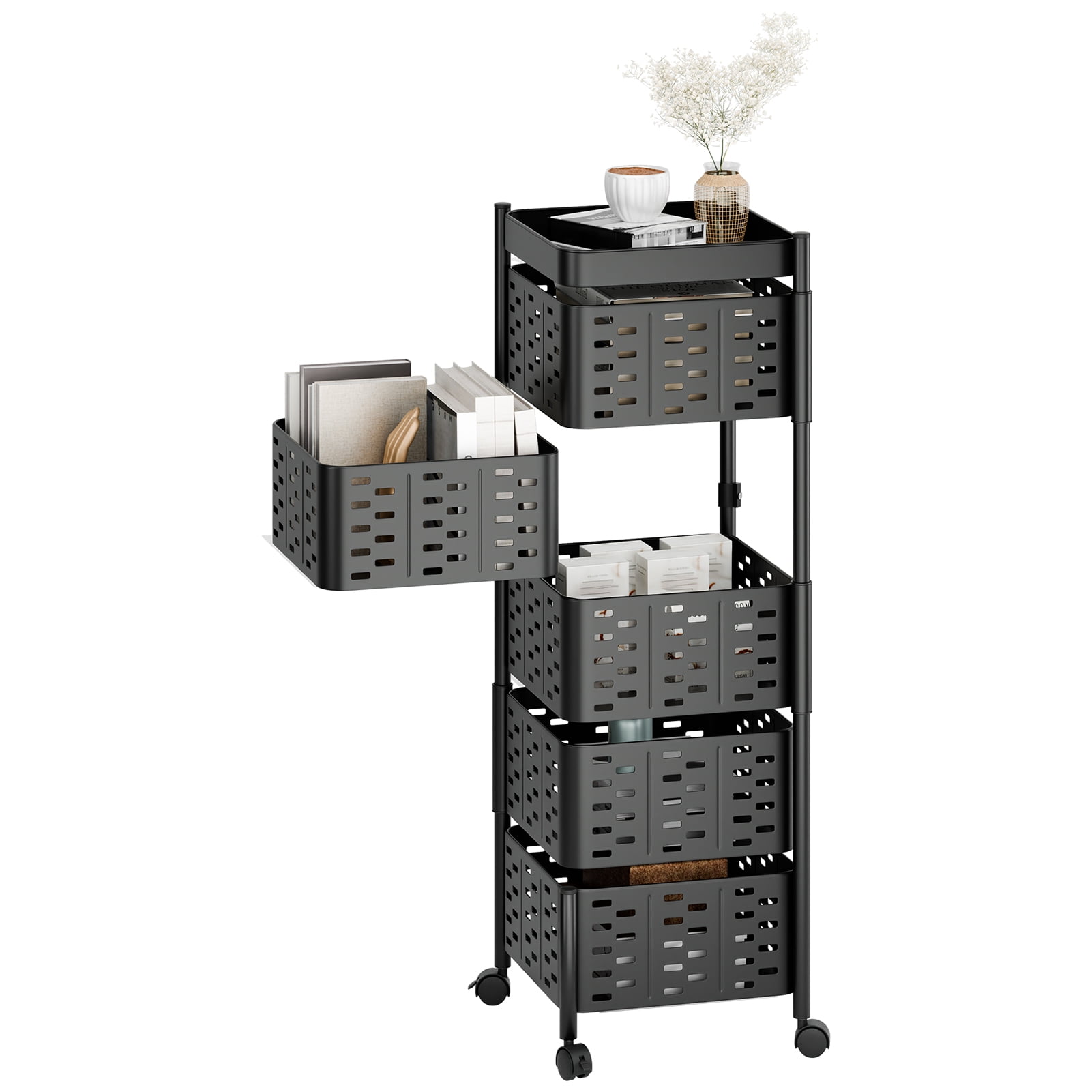 Queroig Rotating Trolley, Square Kitchen Trolley, Rotating Kitchen ...