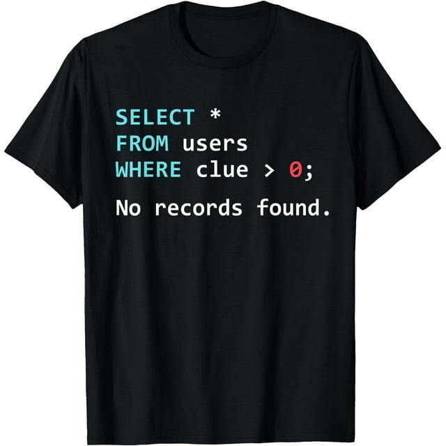 Query Funny SQL Database Admin Programmer T-Shirt,Navy Blue Color,Size L - Walmart.com