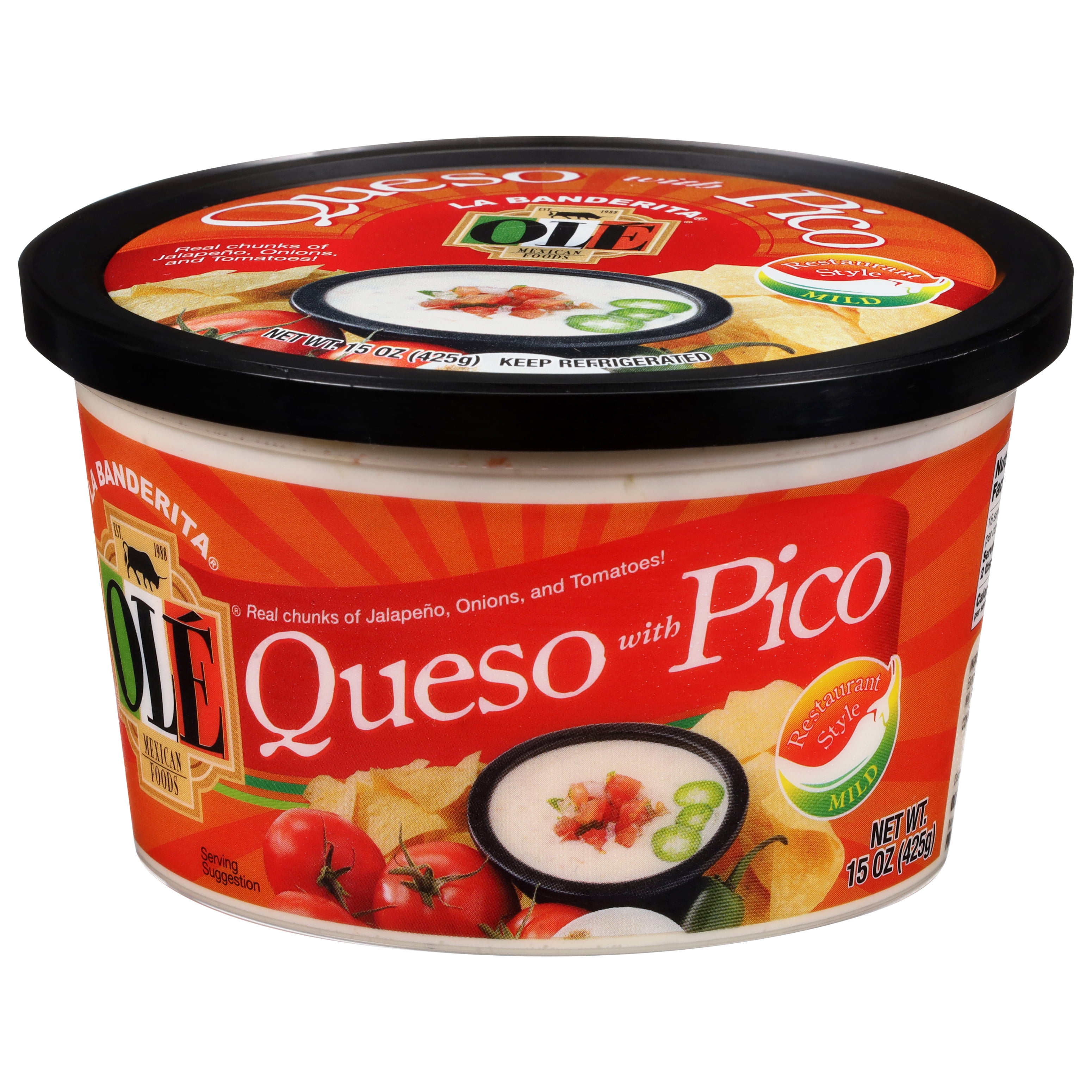 Ole Mexican Foods La Banderita Original Queso Dip with Pico, 15 oz ...