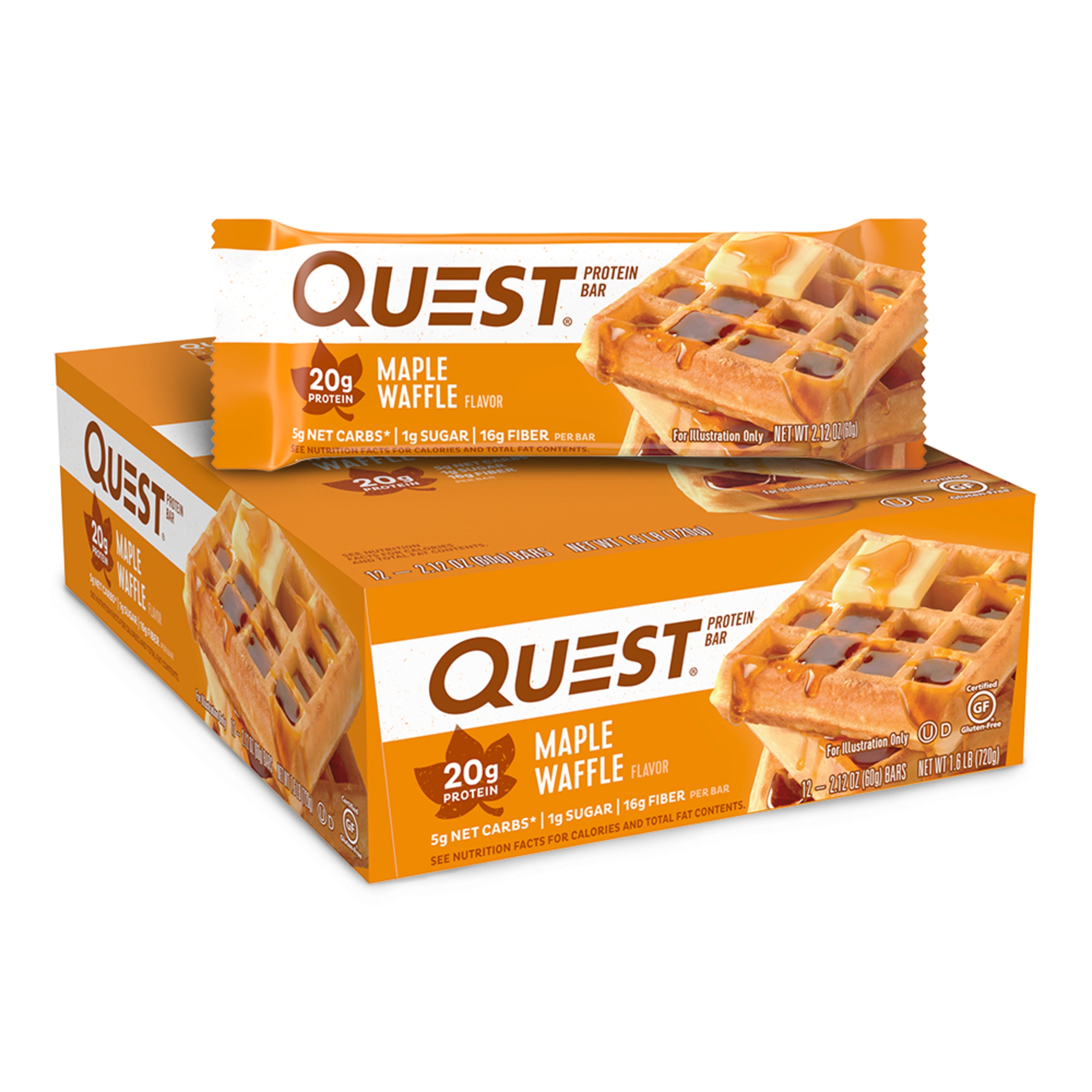 Quest 12ct Bars Maple Waffle - Walmart.com