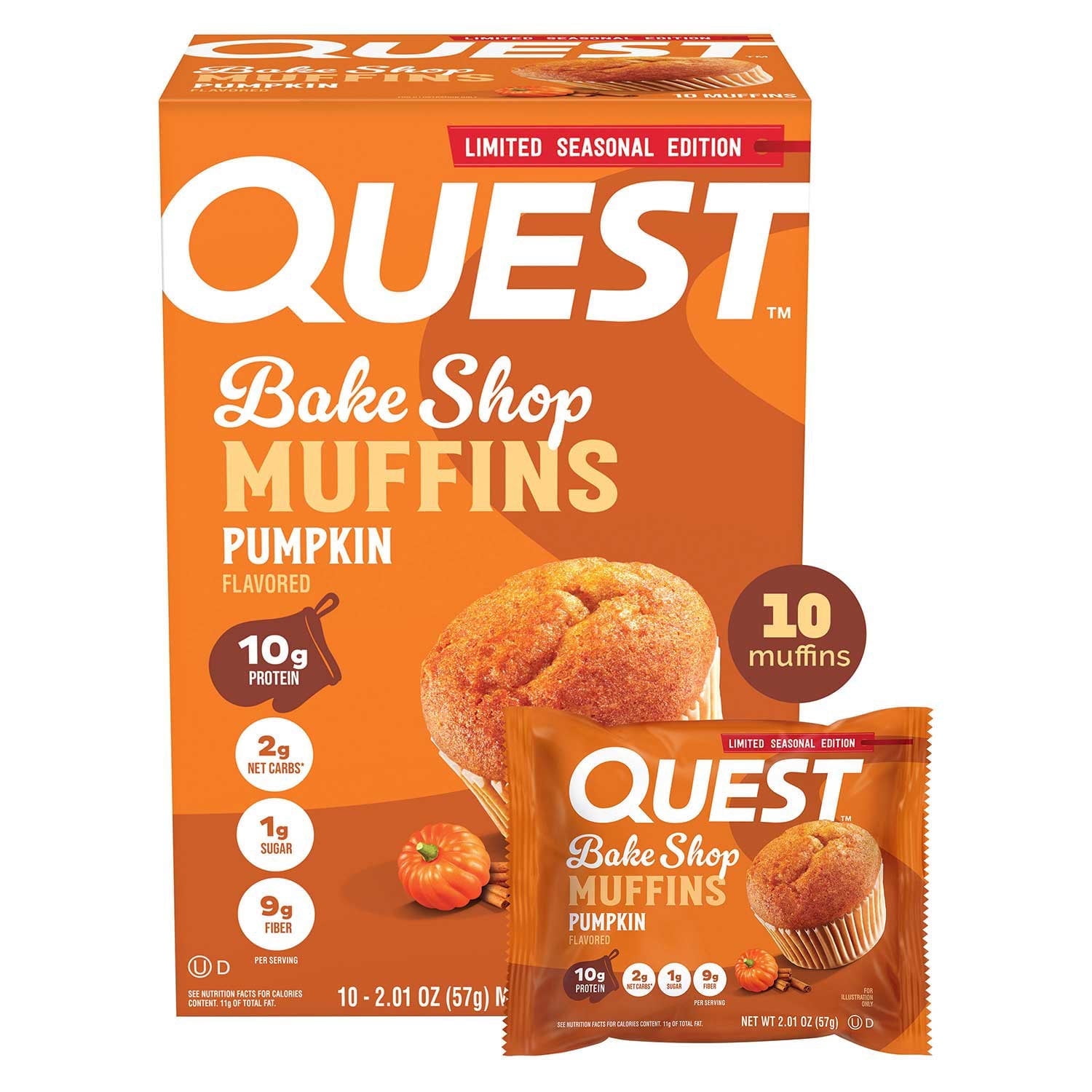 Quest Bake Shop 10g Protein Muffins, Pumpkin, 2.01 oz., 10 pk ...