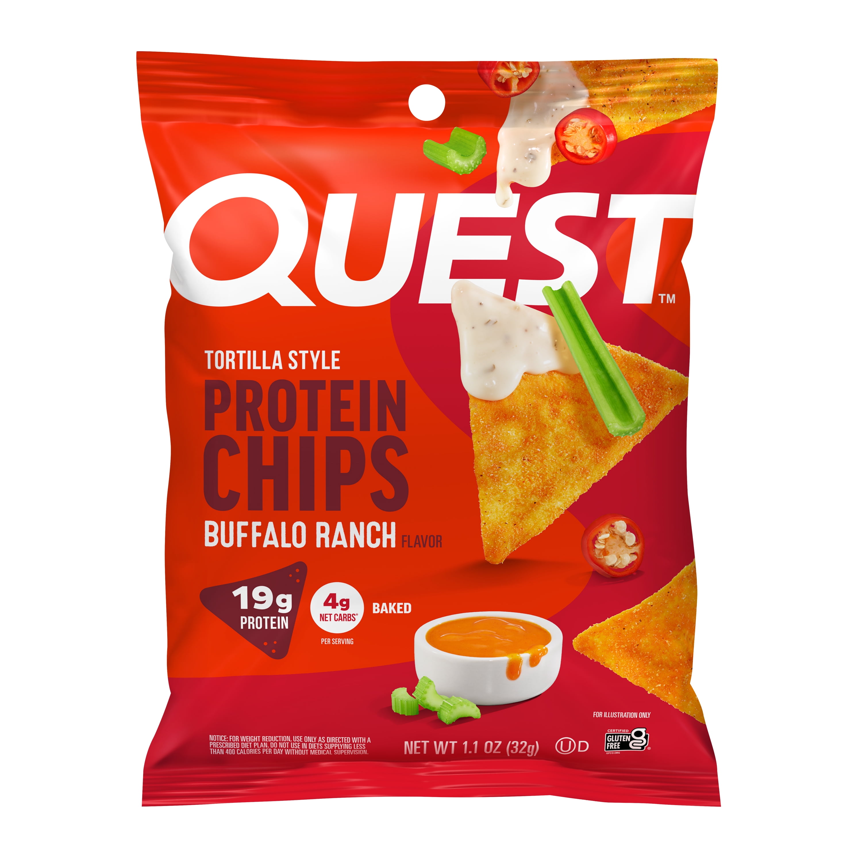 Quest Buffalo Ranch Flavor Tortilla Style Protein Chips, Baked, High ...