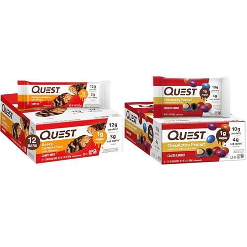Quest Candy Bars Gooey Caramel With Peanuts (12 Bars) & Chocolatey ...
