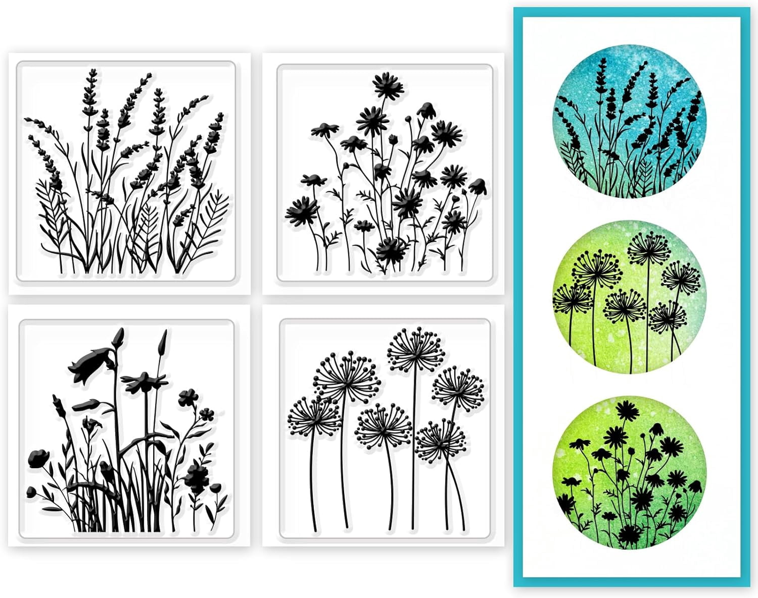 4Pcs Mini Wildflower Clear Stamps for DIY DIY Scrapbooking Mini Plant ...