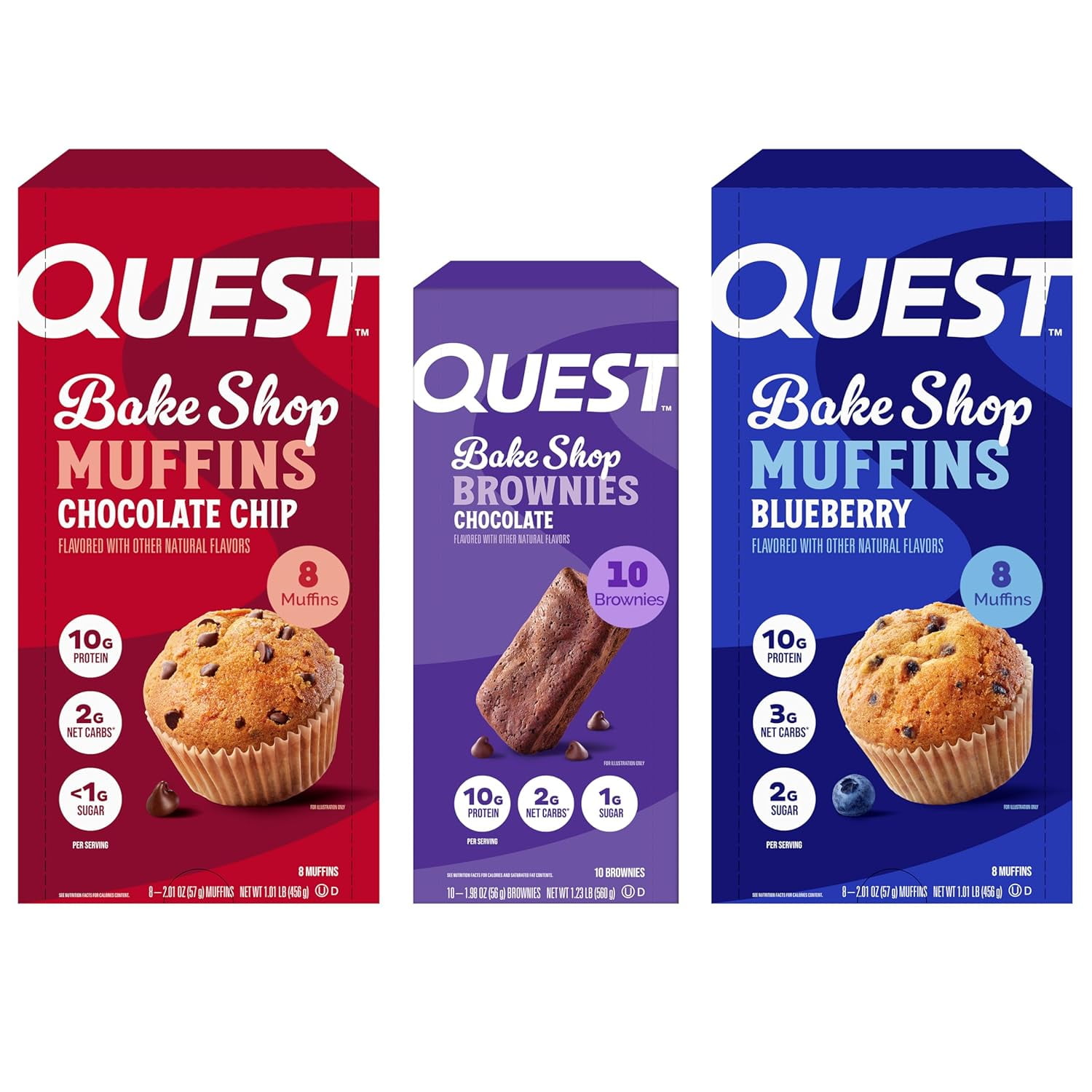 Quest Chocolate Chip Muffin, Blueberry Muffin and Brownie Bake Shop ...