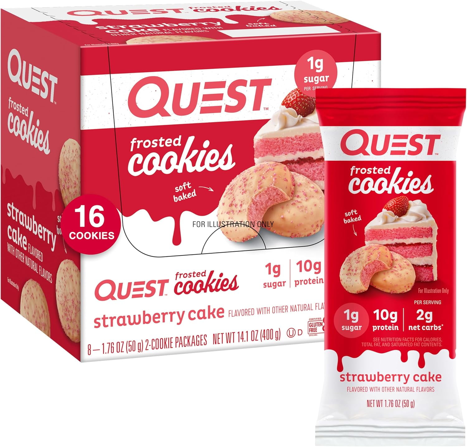 Quest Lemon Cake Protein Bars 12 Count & Strawberry Cake Frosted ...