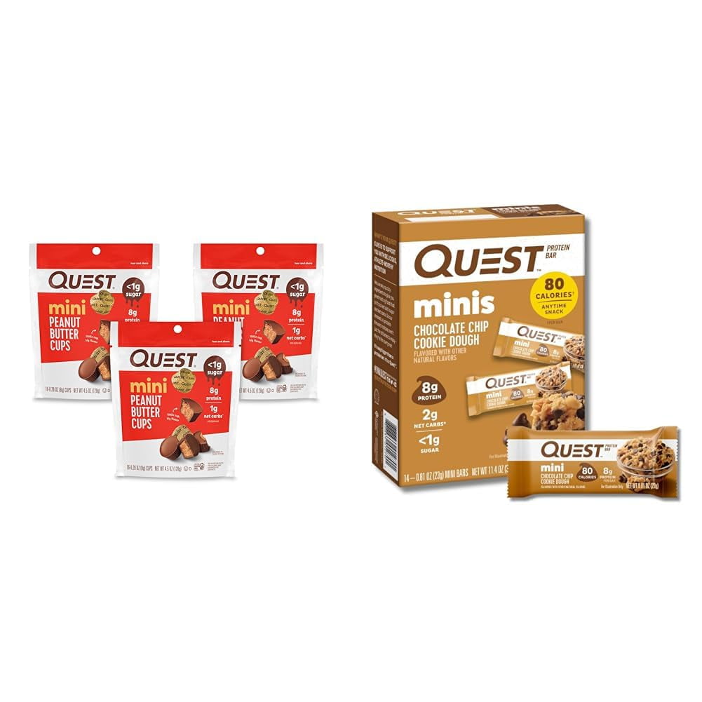 Quest Mini Peanut Butter Cups & Mini Cookie Dough Protein Bars Bundle ...