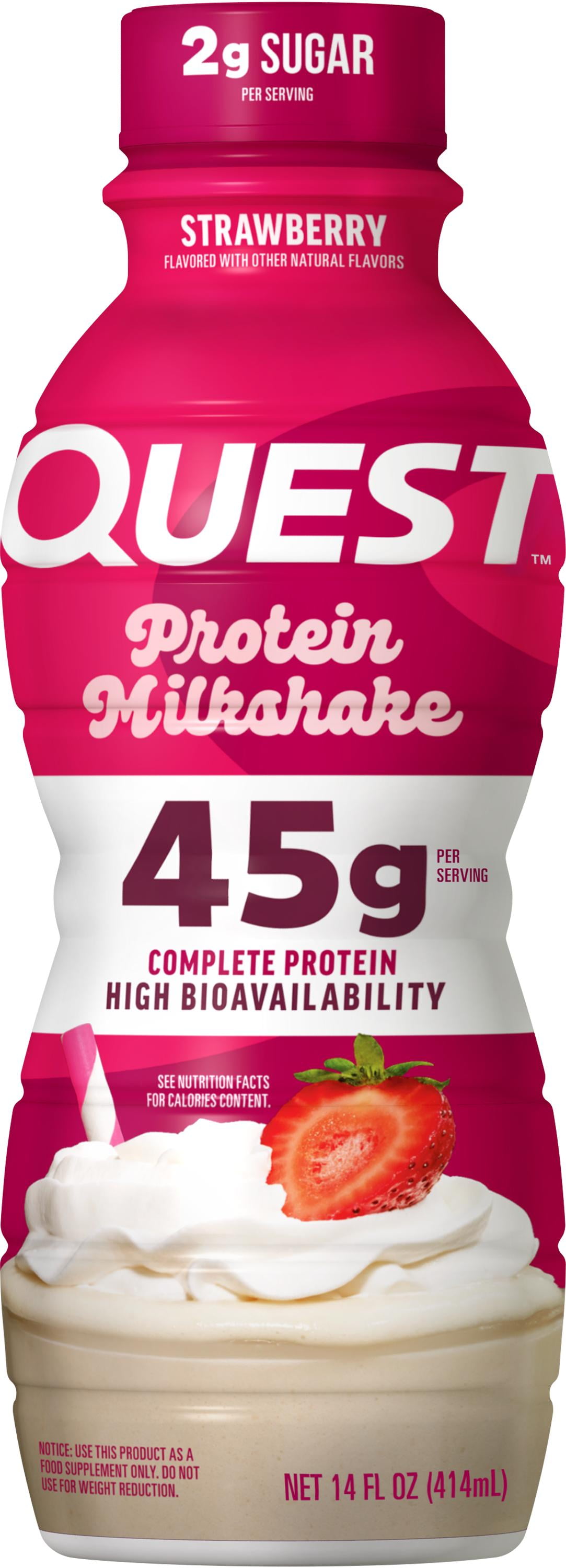 Quest Nutrition, 45g High Protein Strawberry Milkshake 14oz Ready to ...