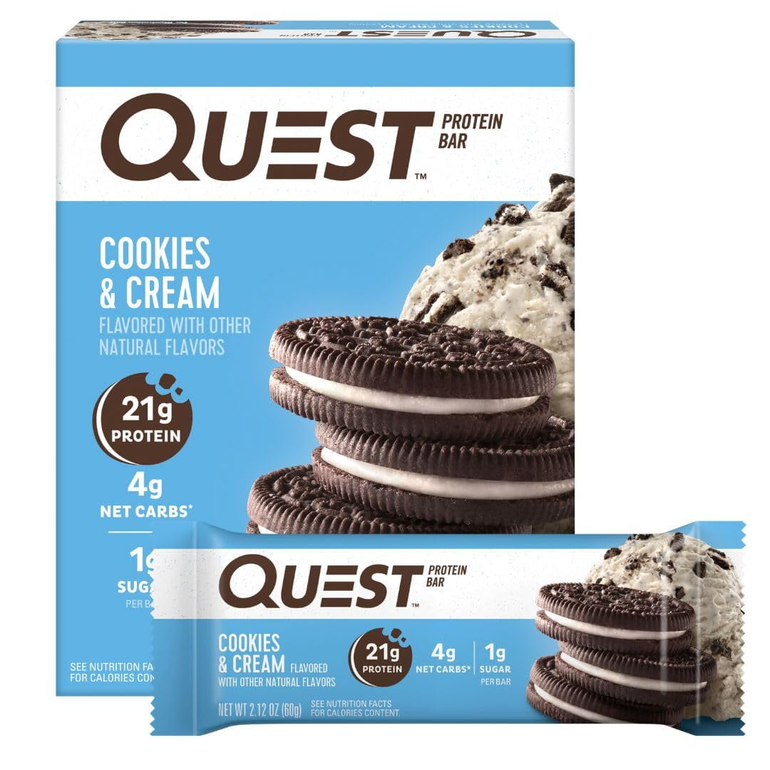 Quest Nutrition Cookies FEV6 & Cream Protein Bars, 21g Protein, 4g Net ...