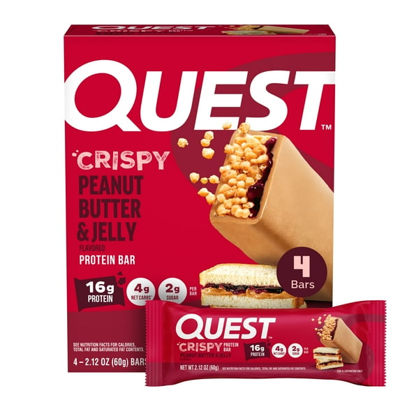 Quest Crispy 18g Protein Bar, Low Carb, Peanut Butter and Jelly, 2.12oz ...