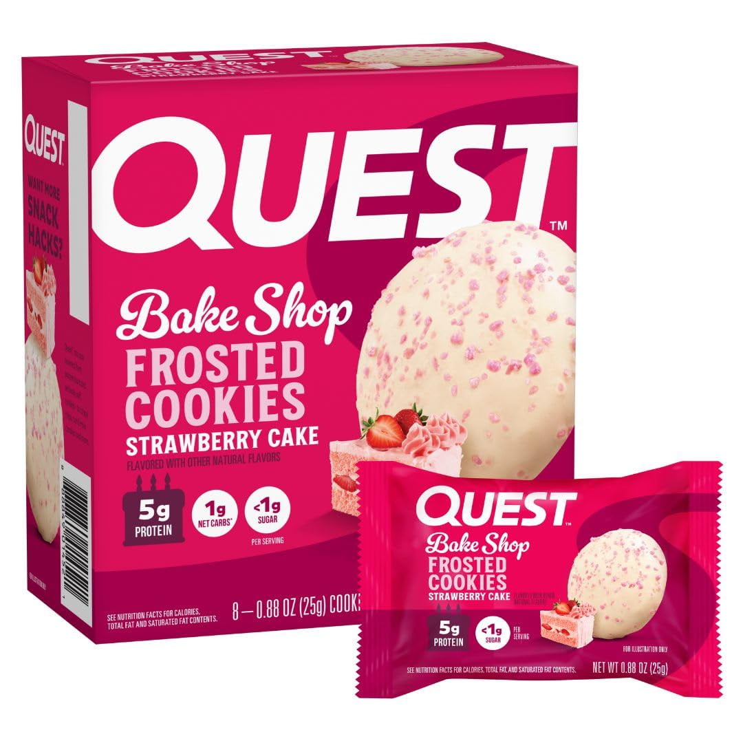 Quest Nutrition Frosted Cookies, Strawberry Cake, 1g Sugar, 11g Protein ...