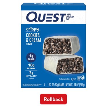 Quest Crispy Hero Protein Bar, Birthday Cake Flavor, Low Sugar, 4 Count ...