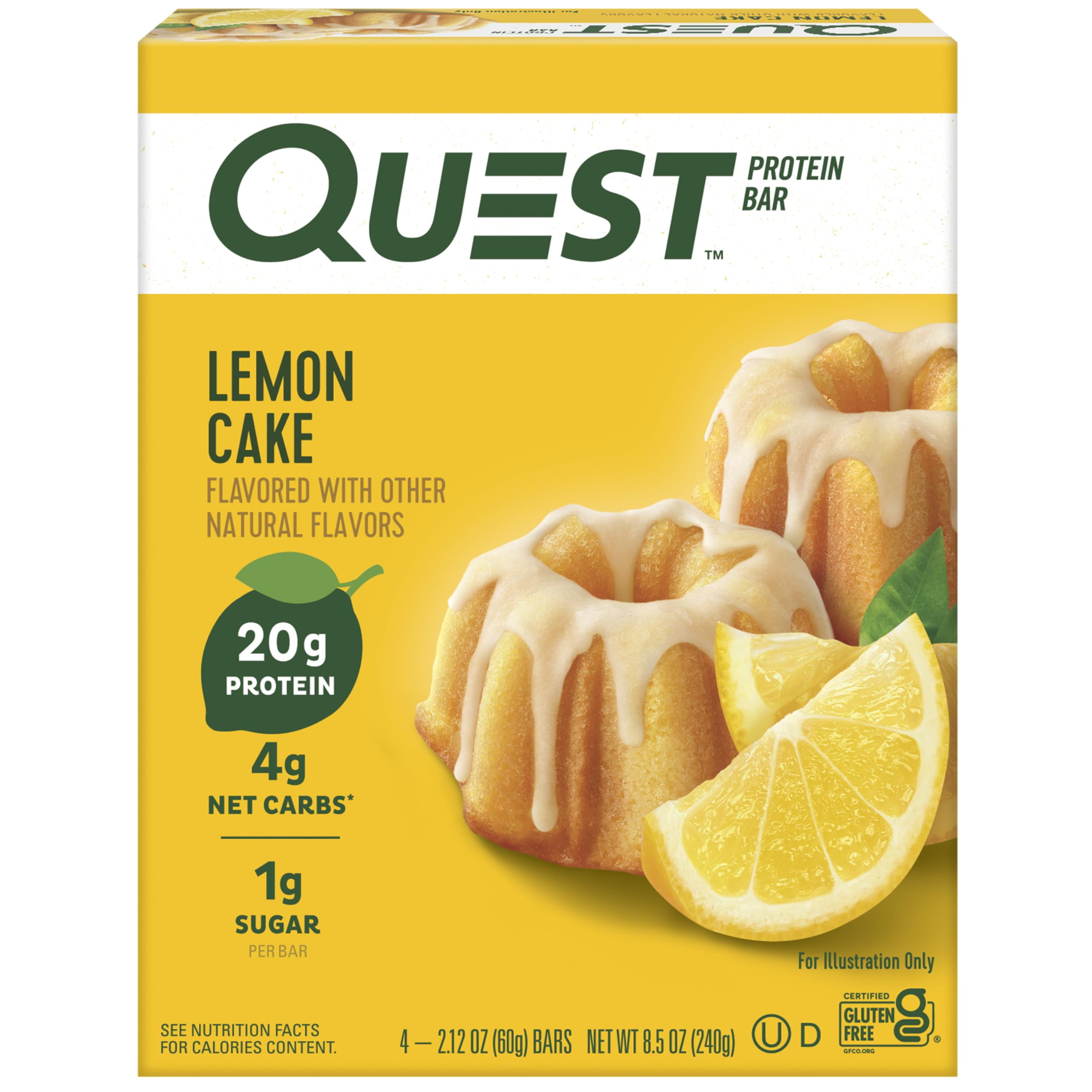 Quest Nutrition Lemon Cake Protein Bars, High Protein, Low Carb, Gluten ...