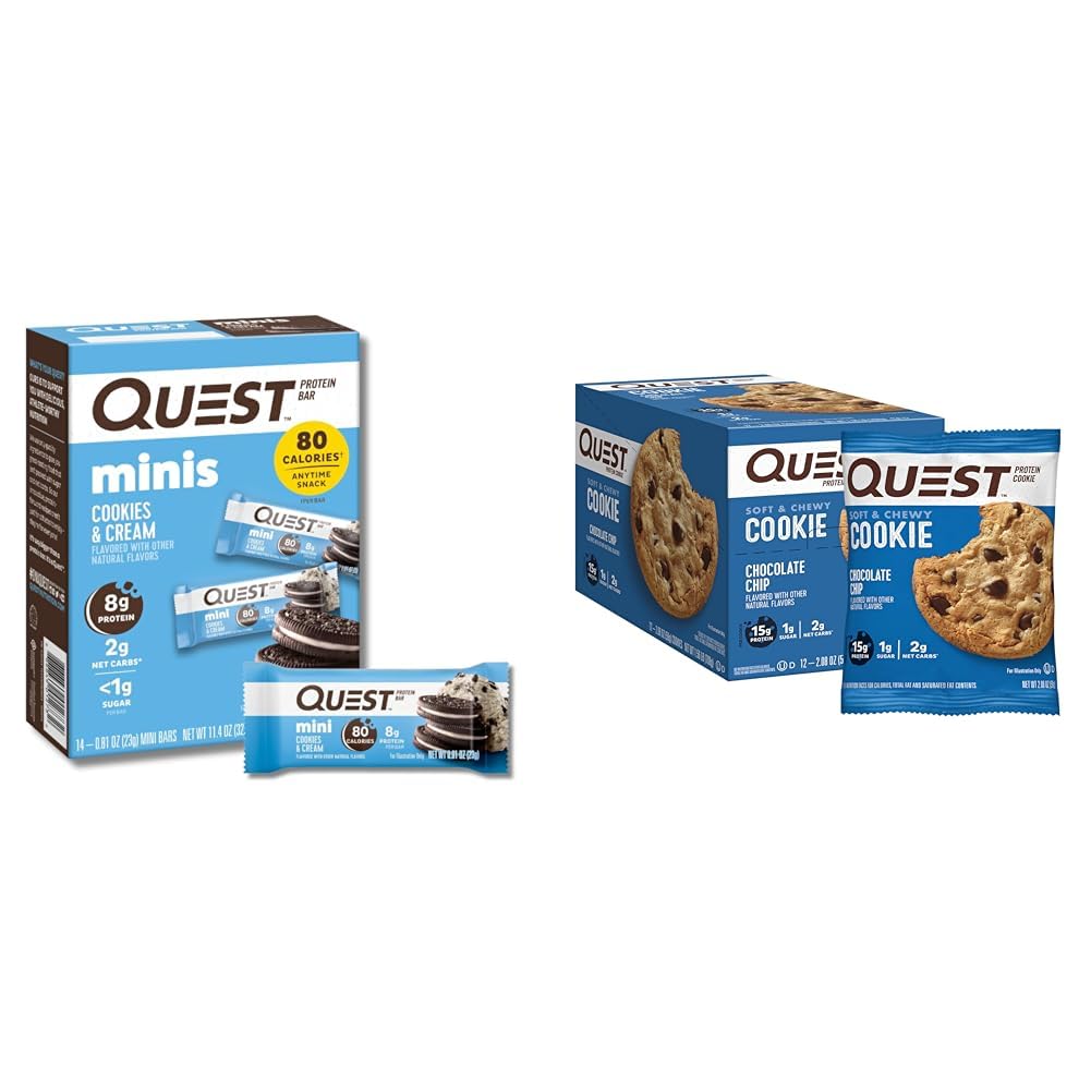 Quest Nutrition Mini Cookies & Cream Protein Bars, High Protein, Low ...
